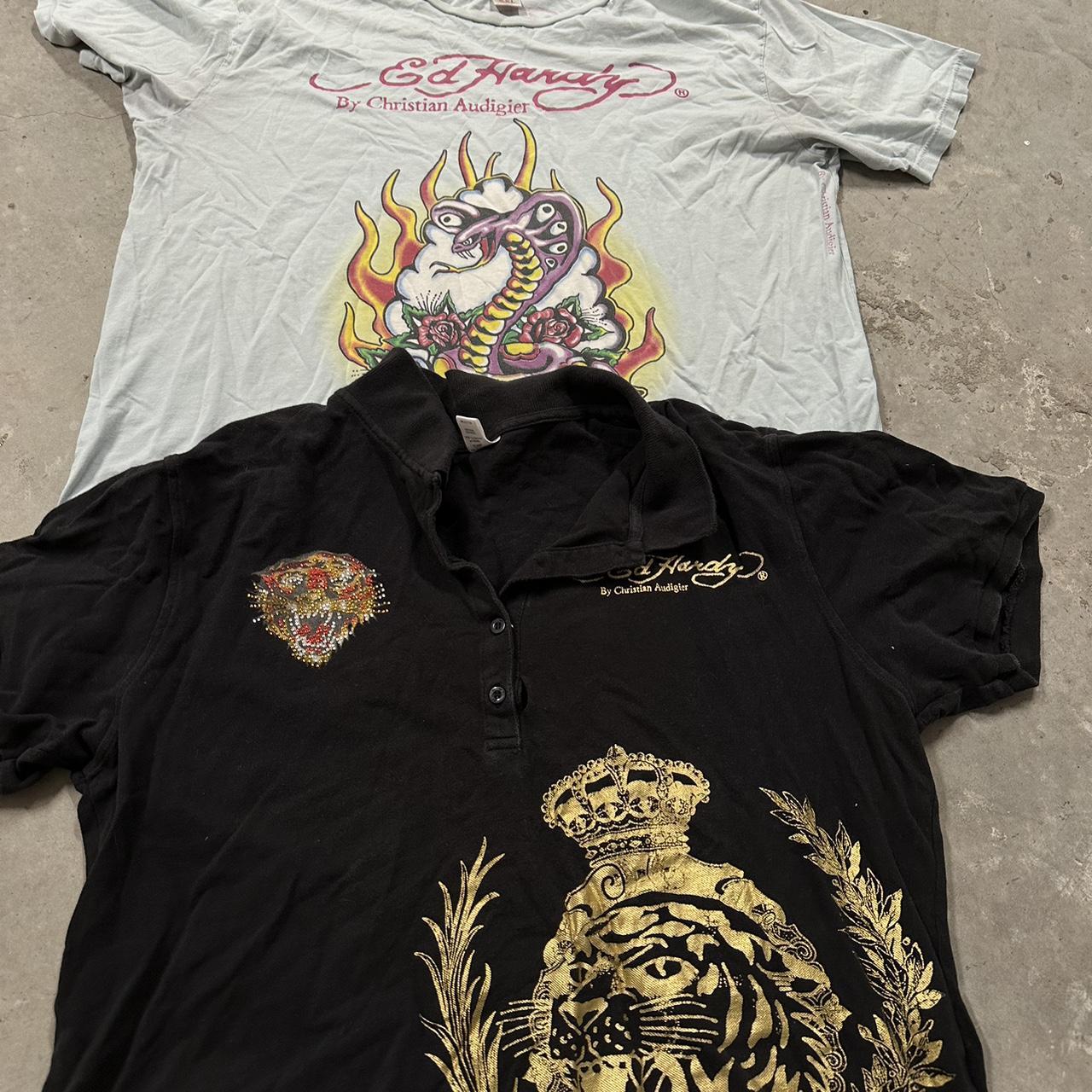 Ed Hardy y2k tee and polo Tagged 3x but fit XL Both... - Depop