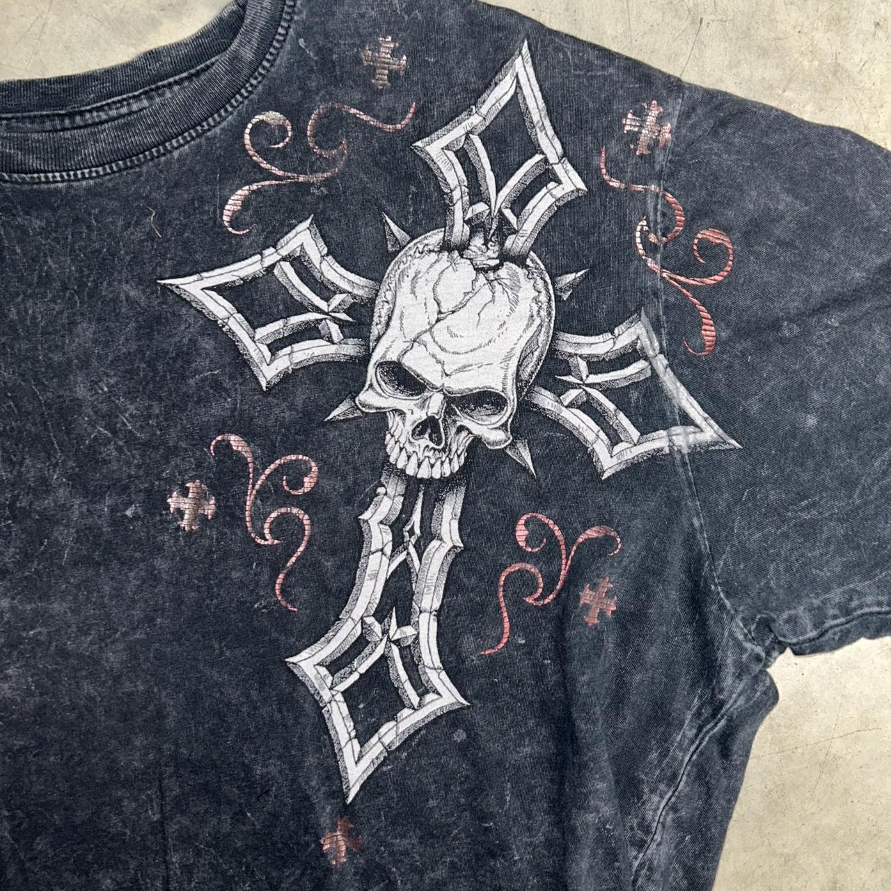 Y2K Affliction Rebel Saints Skull Cross Wings Crest... | Depop