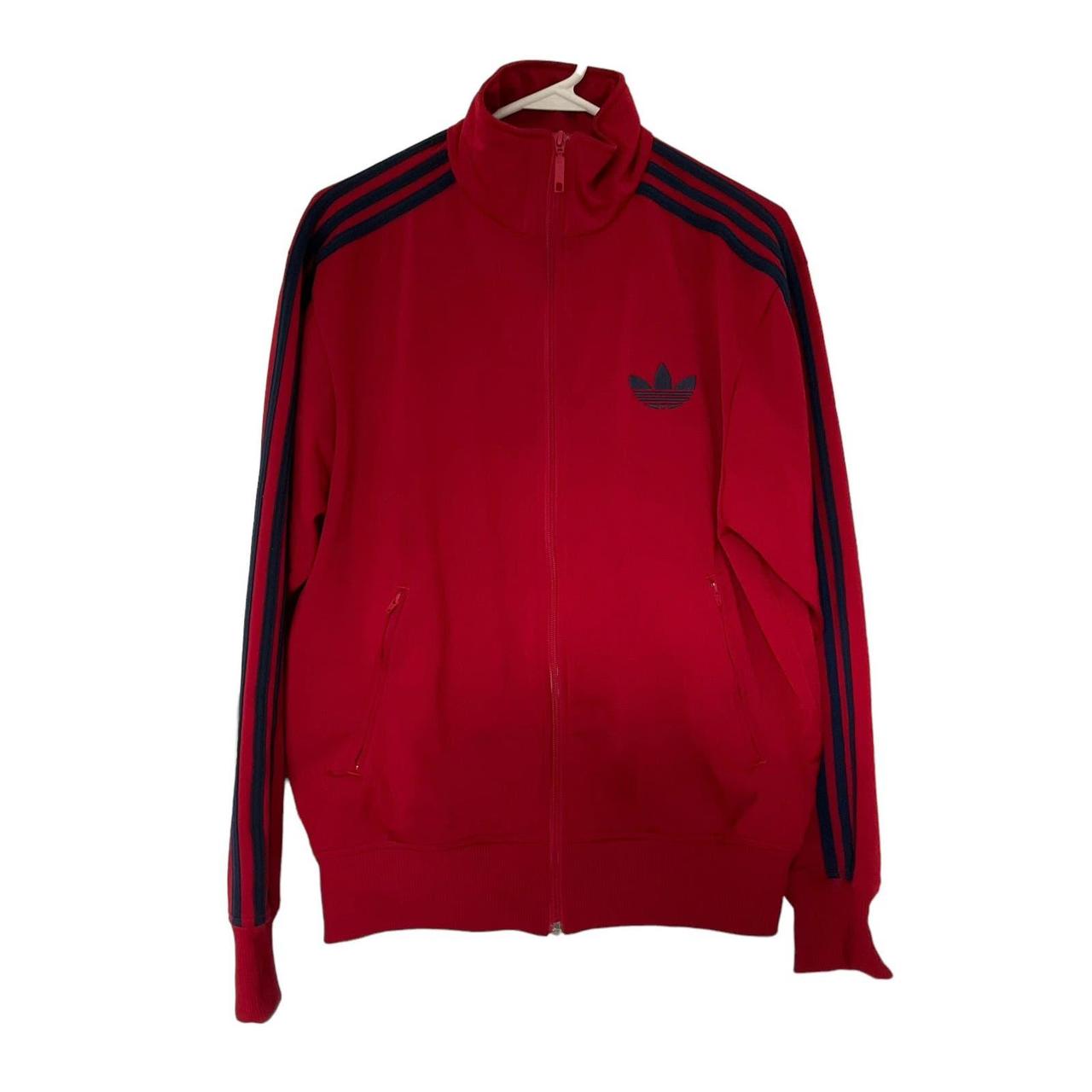 45-35 Adidas Red Men's Full Zip Jacket Size... - Depop