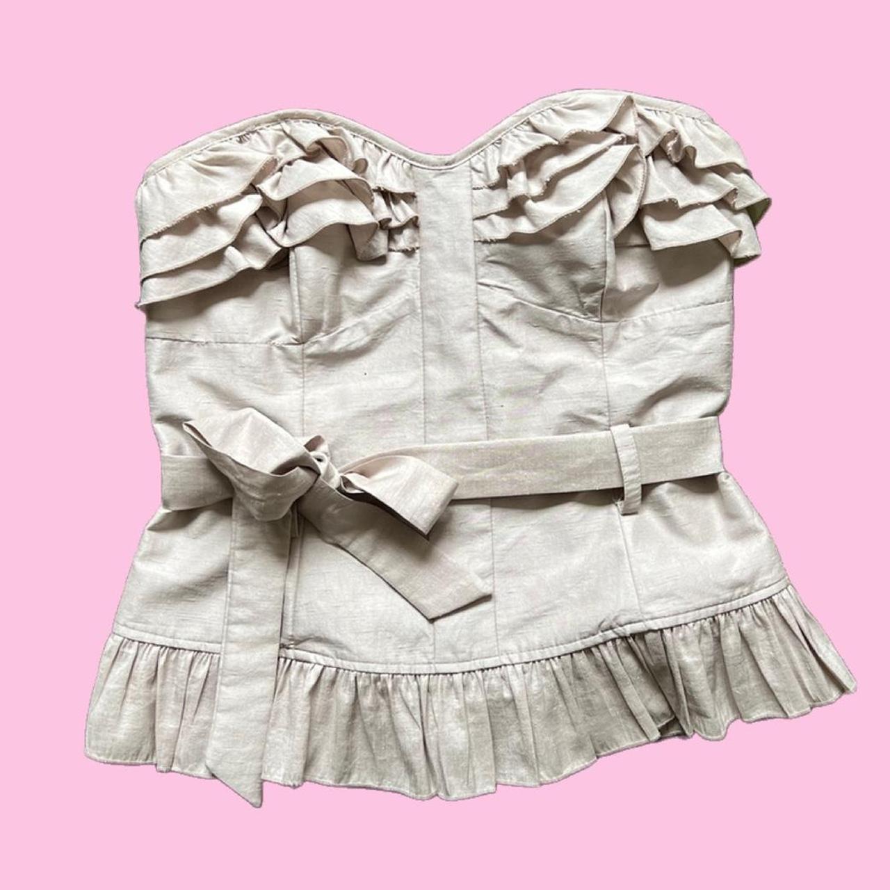 Y2K strapless ruffle top best fit 10-12 super... - Depop