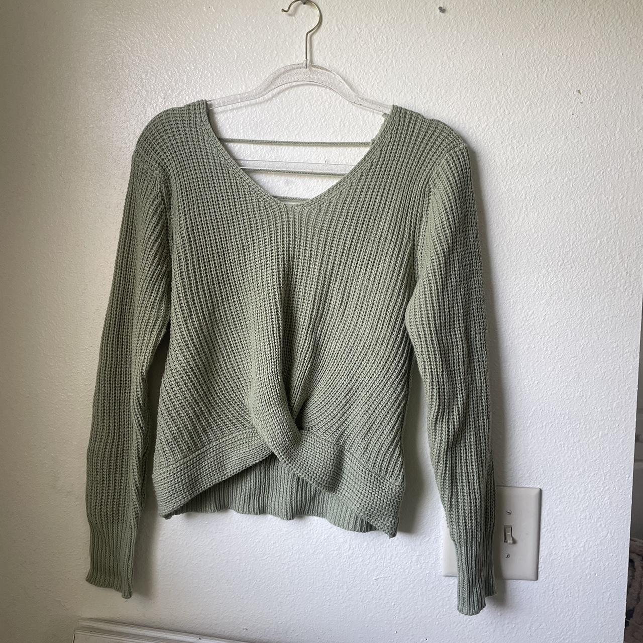 green open back knit sweater - Depop