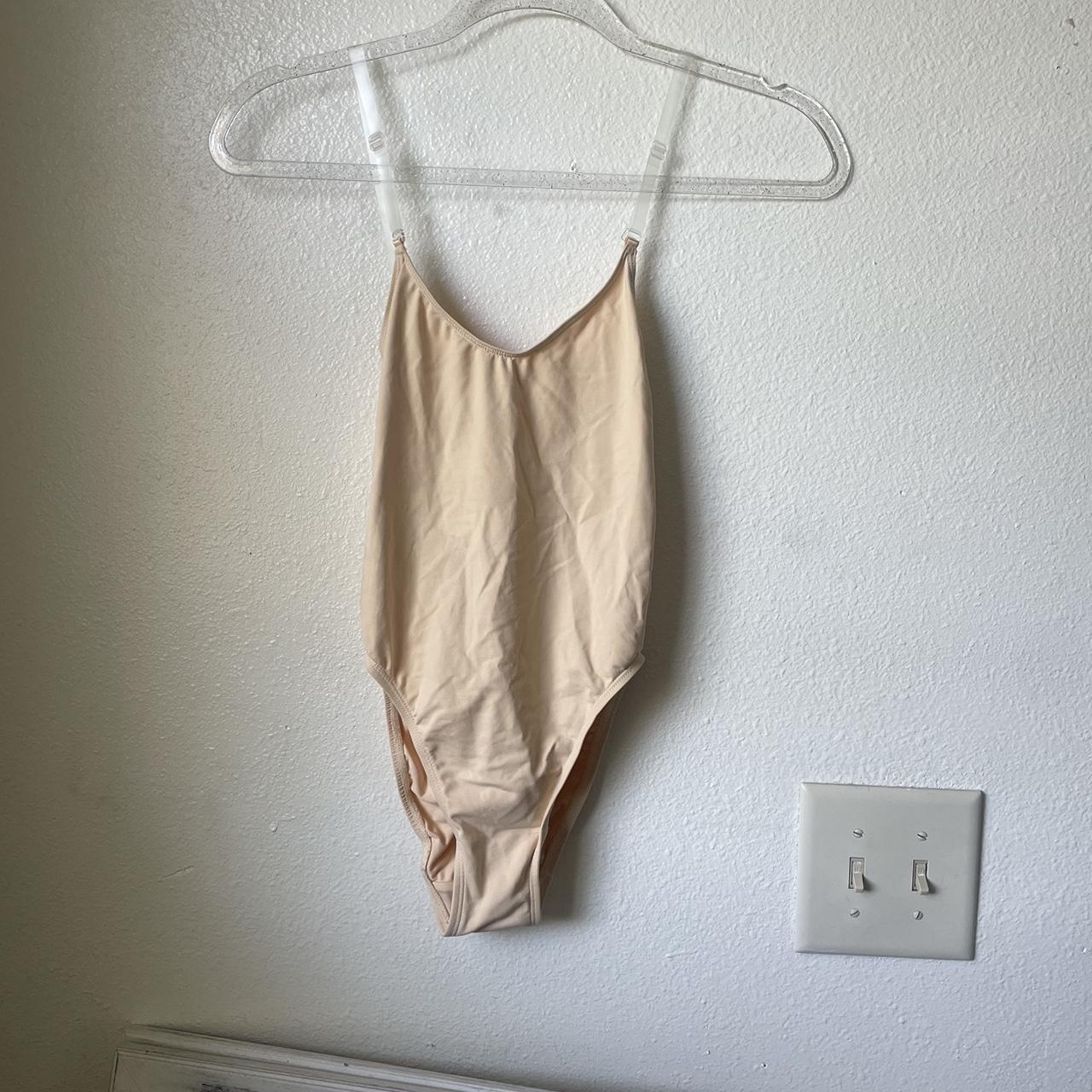 tan body suit with clear straps,, never used - Depop
