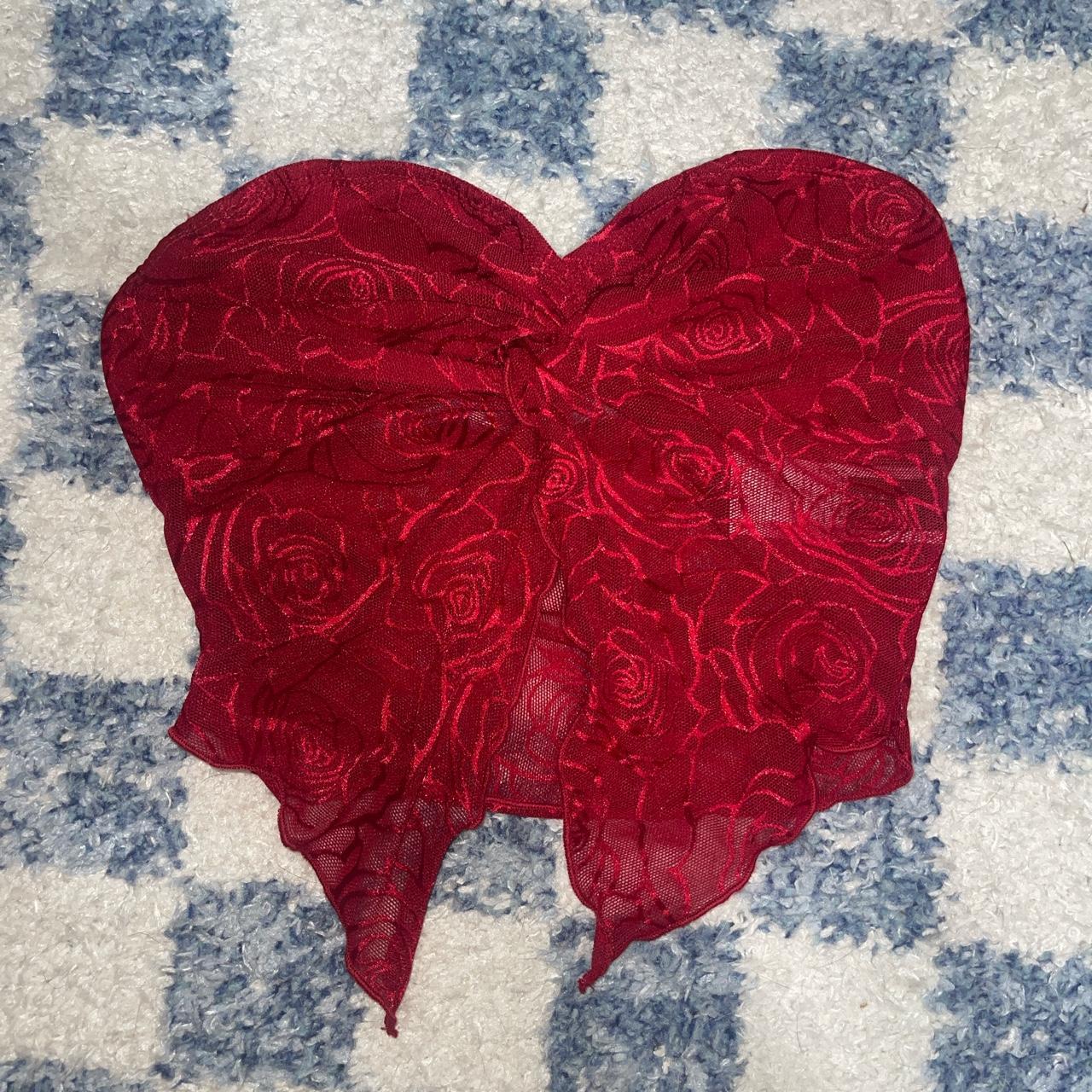 red rose tube top #red #rose #tubetop #y2k #glam - Depop