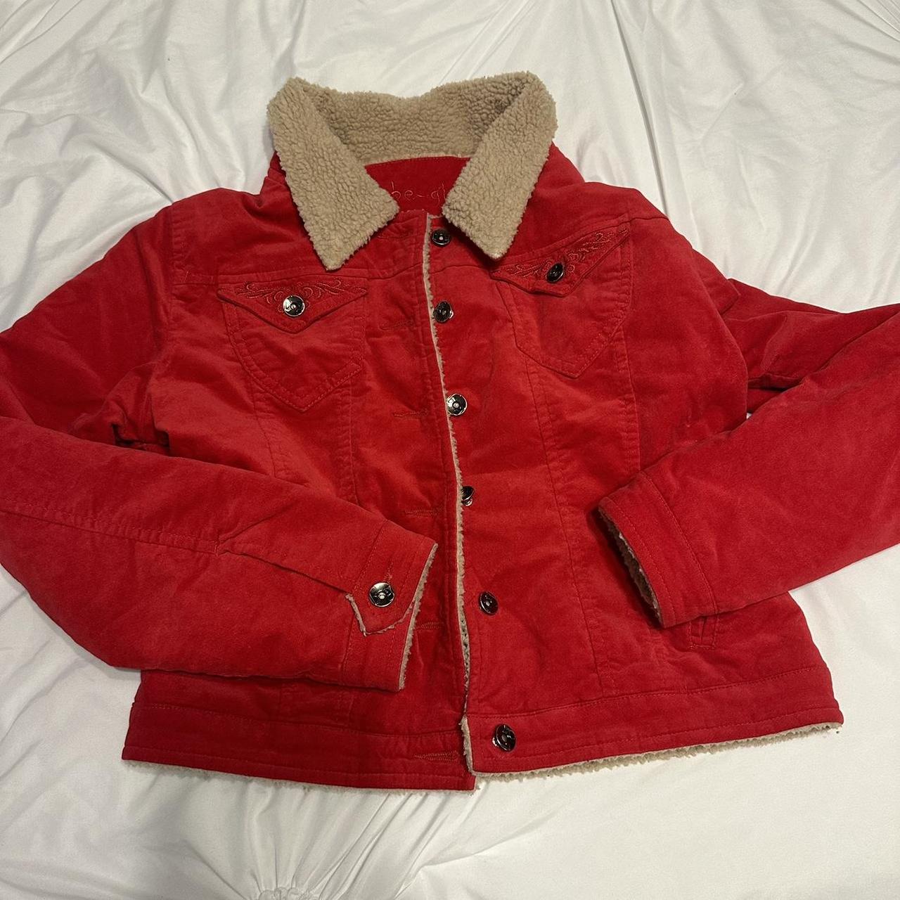 very Rory Gilmore style red jacket. Fuzzy on the... - Depop