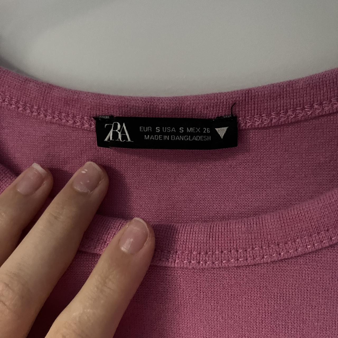 Pink cropped Zara tshirt. Good staple for your closet. - Depop