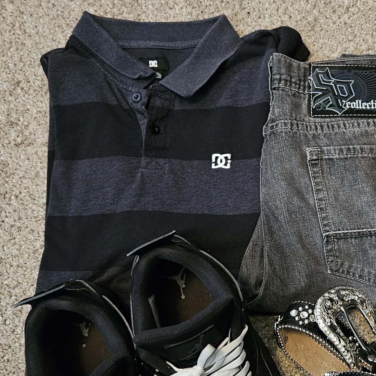 dc striped collar dress shirt #Affliction... - Depop