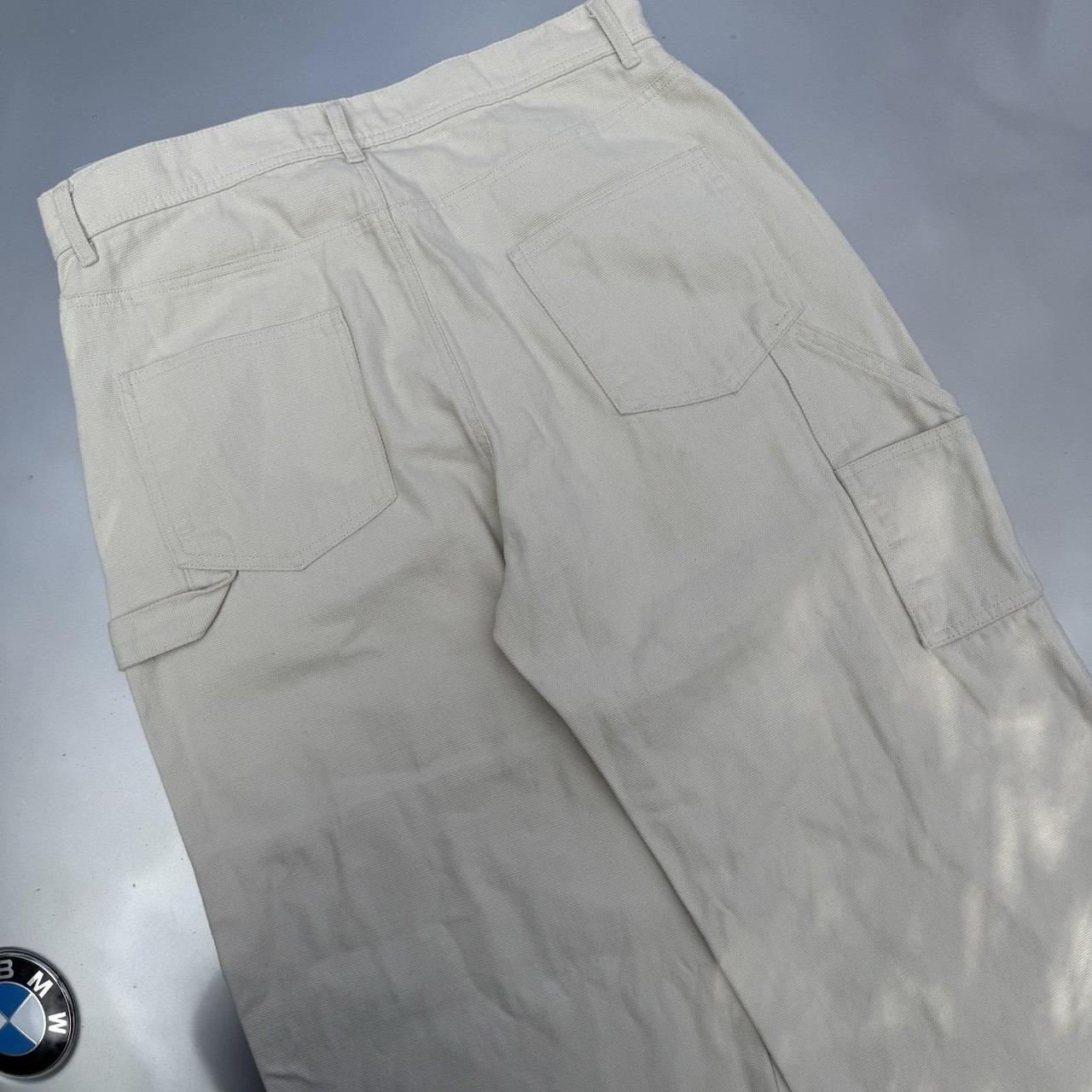 Deadstock White Cream Double Knee Wide Leg Baggy... | Depop