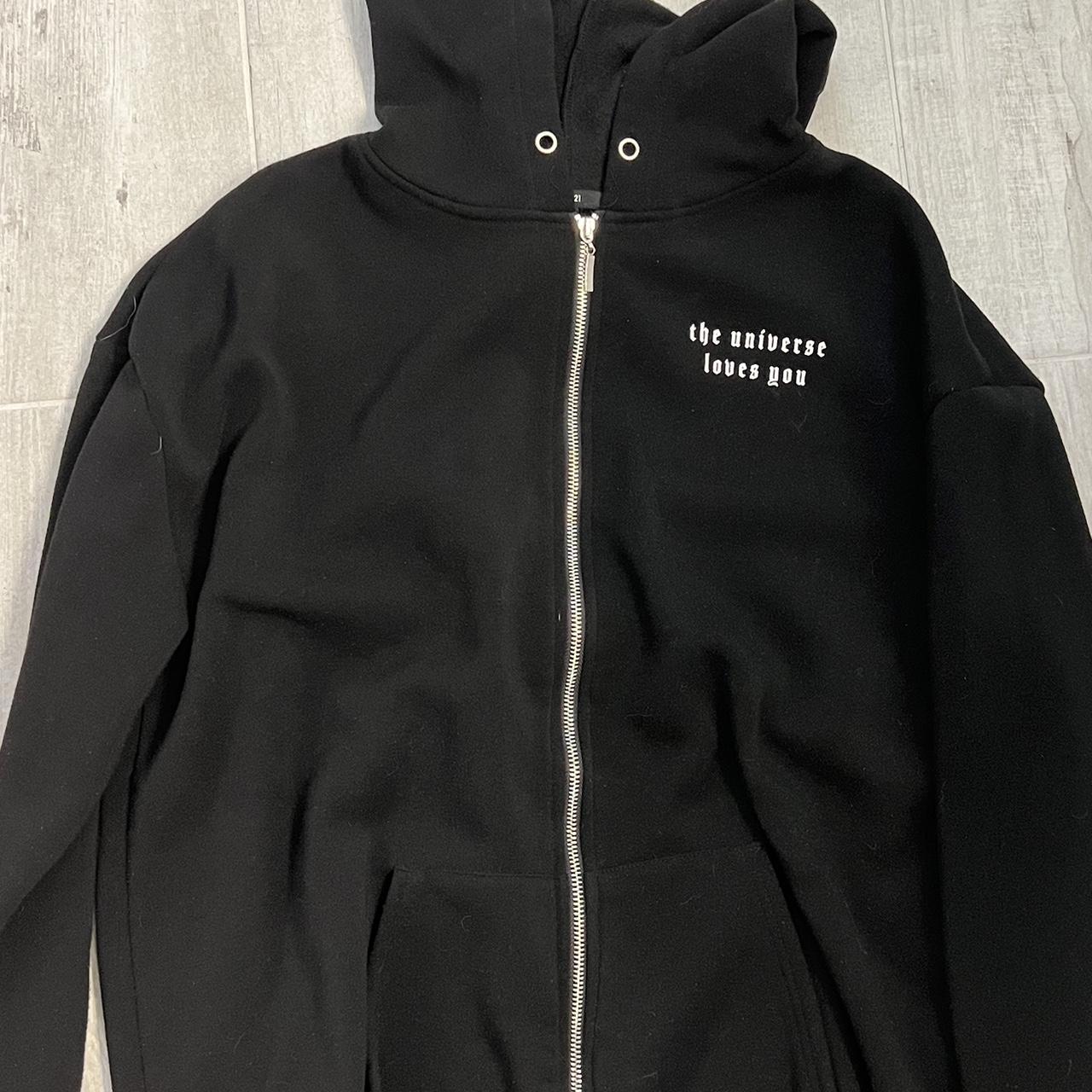 Forever 21 black graphic hoodie sweatshirt size: L... - Depop