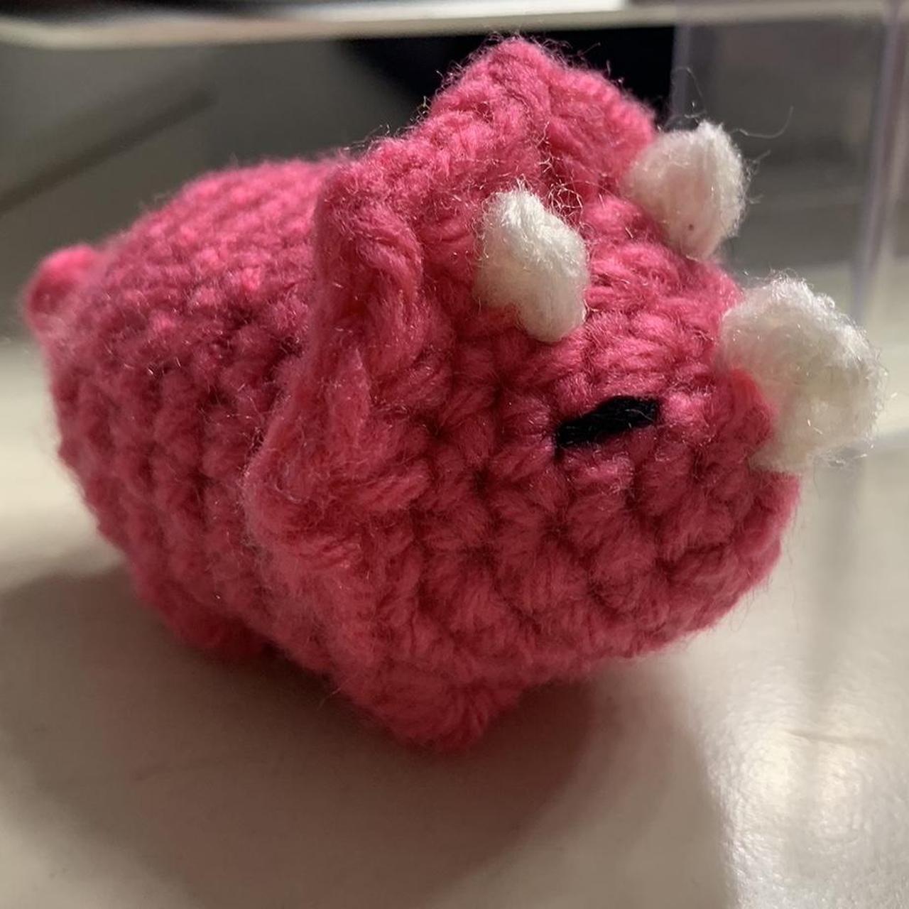 Sleepy Pink Crochet Amigurumi Triceratops... - Depop