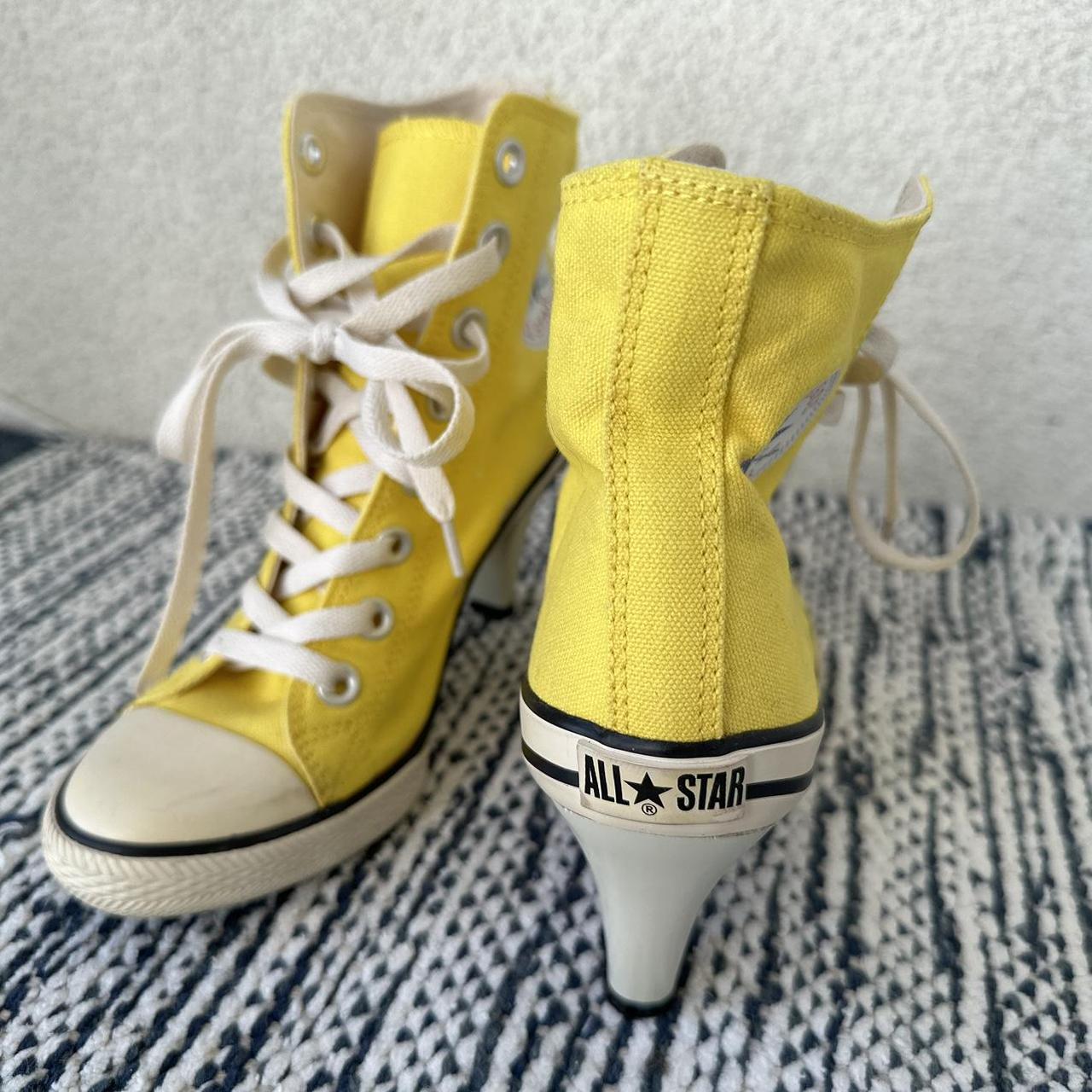 Yellow converse all star heal - Depop
