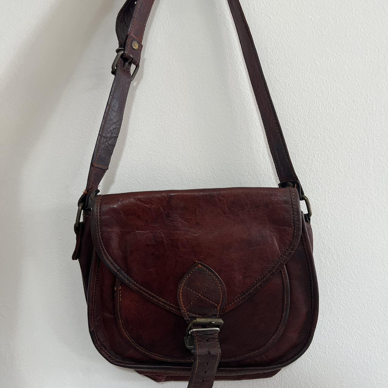 Vintage brown bag, genuine leather - Depop