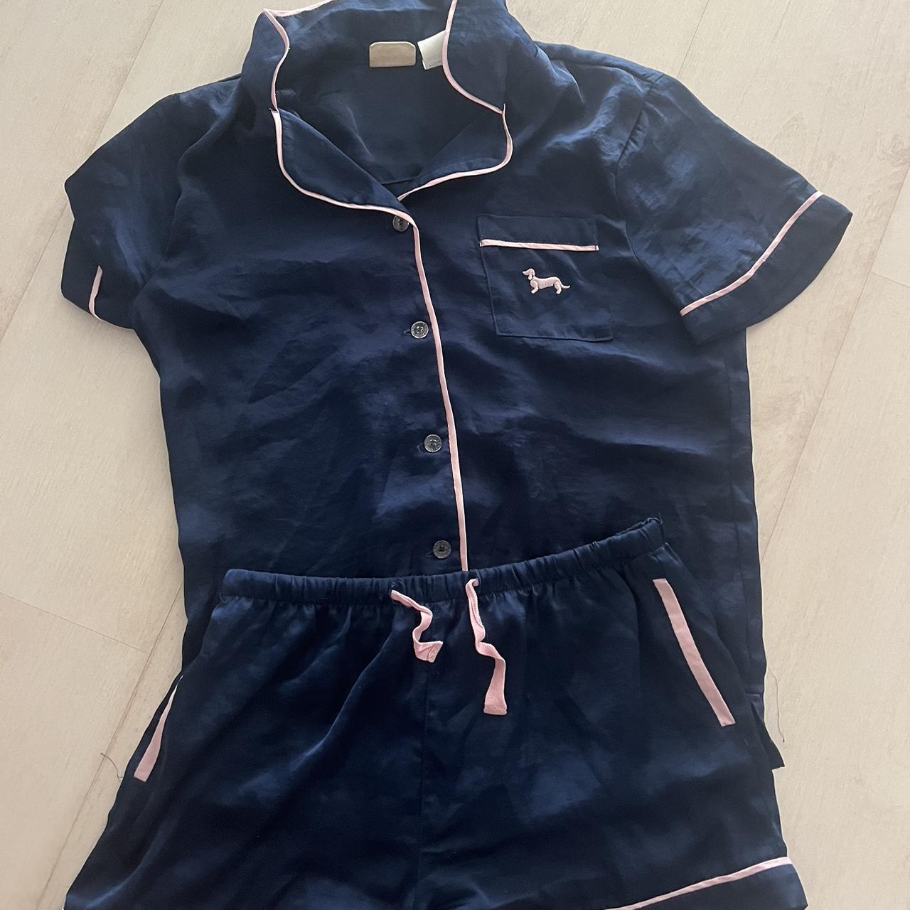 peter alexander navy silk set junior- size 12 - Depop