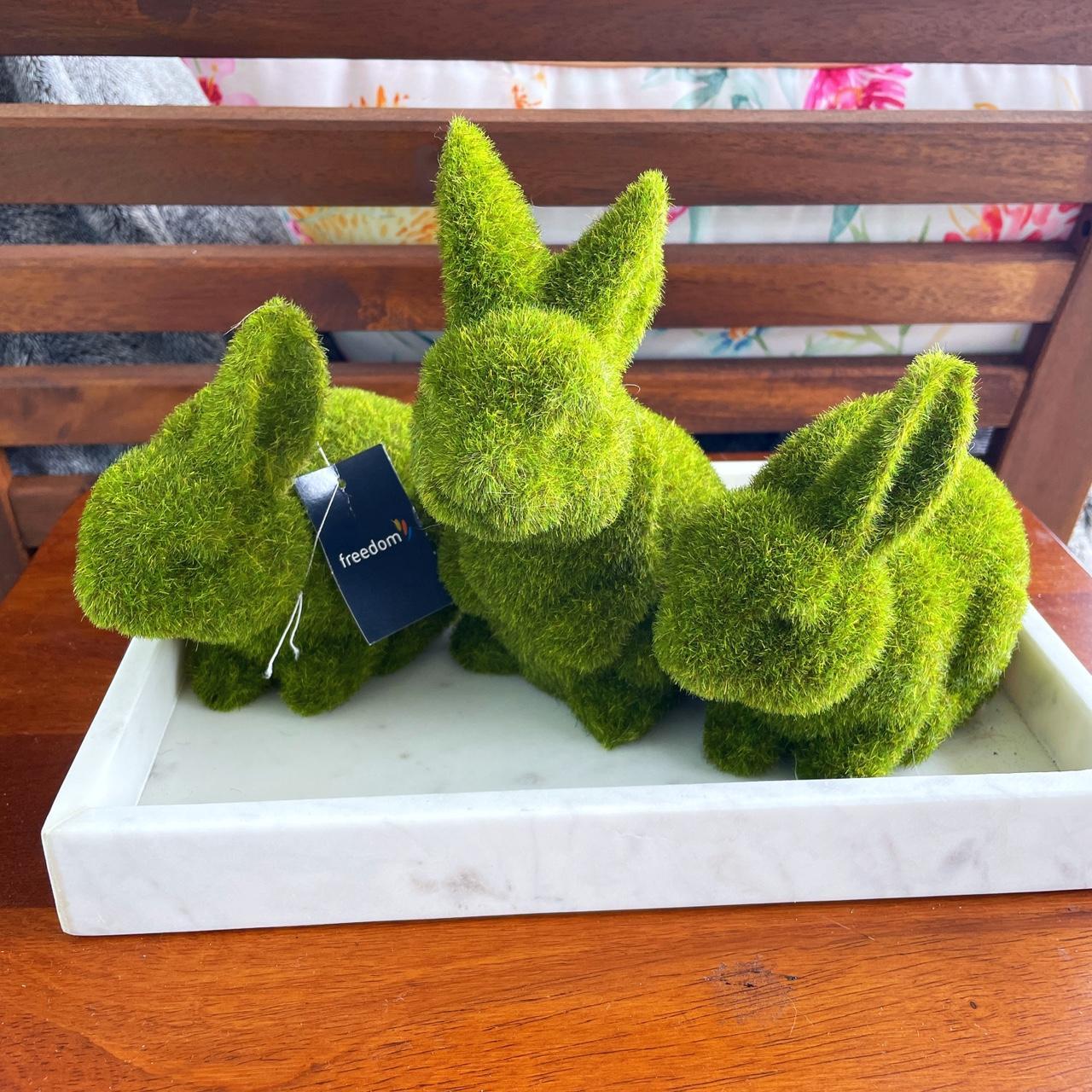 A trio of bunnies made from green artificial grass!... - Depop