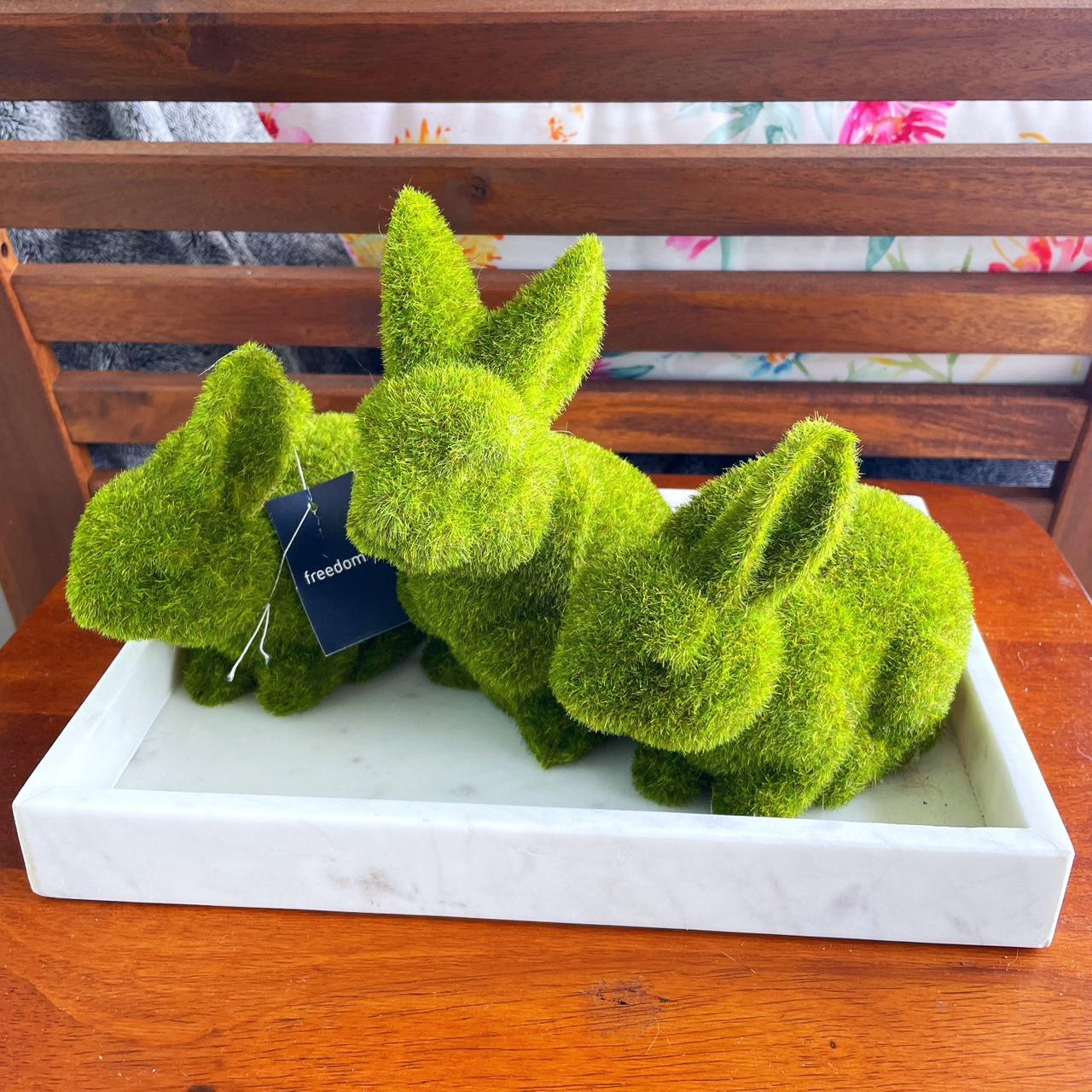 A trio of bunnies made from green artificial grass!... - Depop