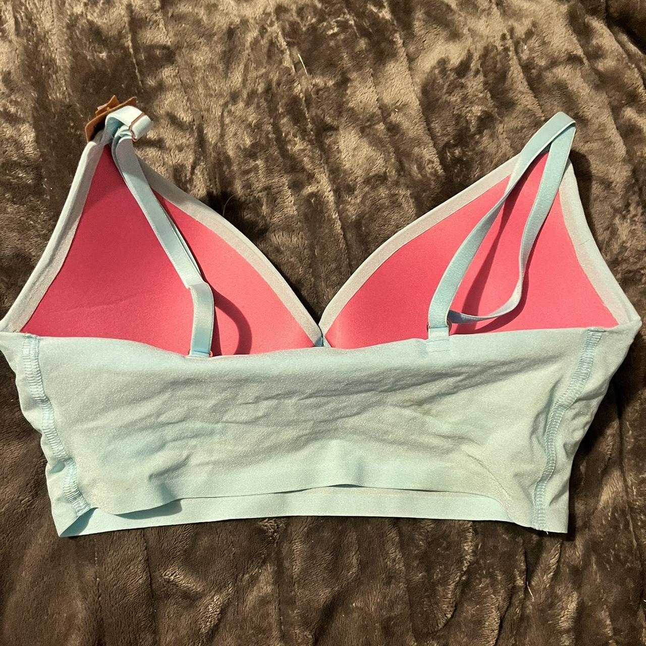 Victoria's Secret Women's Blue and Pink Bra | Depop