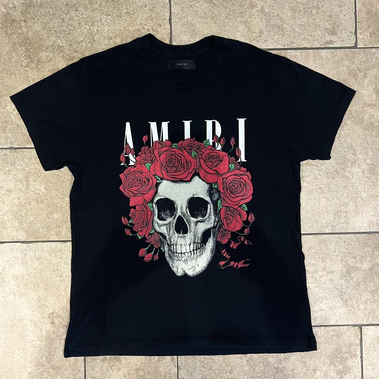 Black AMIRI x Grateful Dead Roses and Skull... - Depop