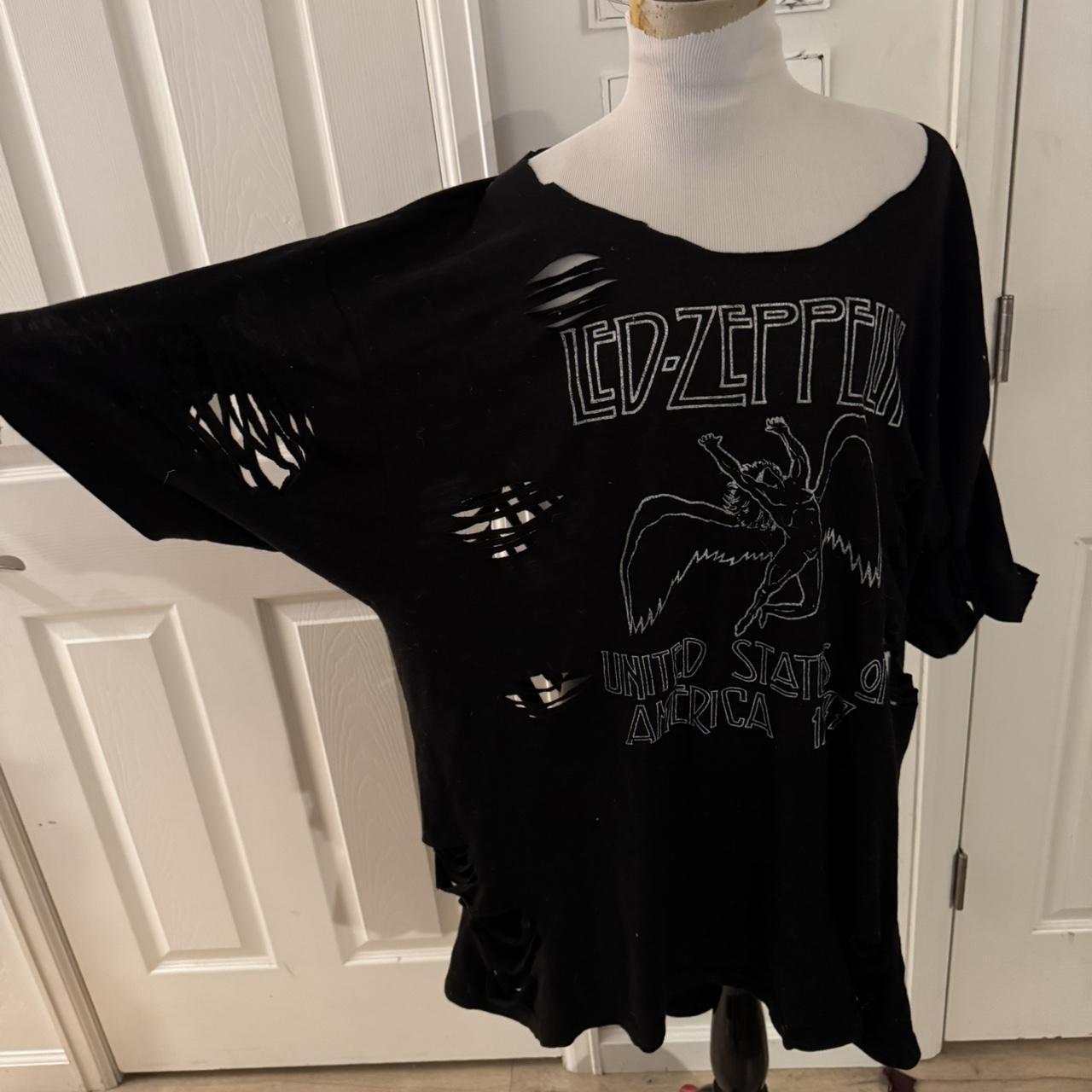 Black Led Zeppelin graphic tee with cut out back... | Depop