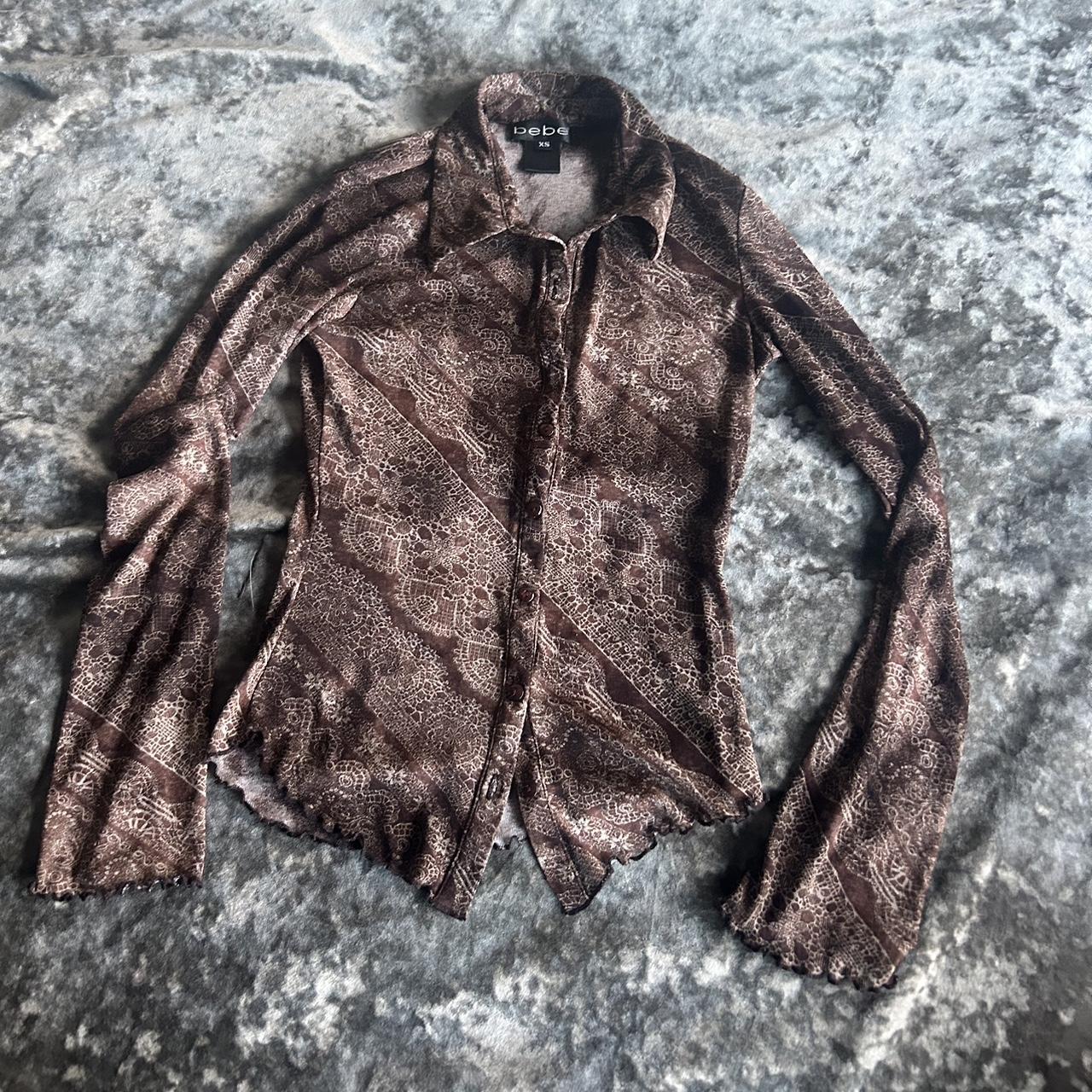 Bebe Brown sheer blouse - Depop