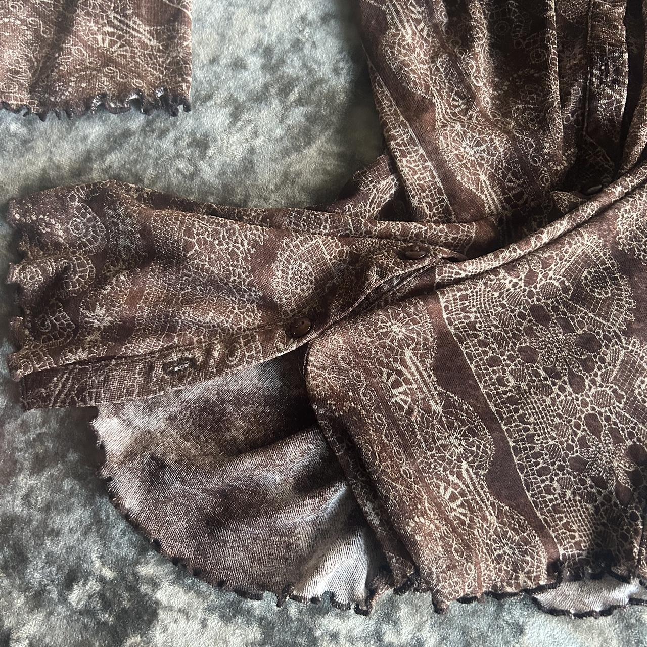 Bebe Brown sheer blouse - Depop
