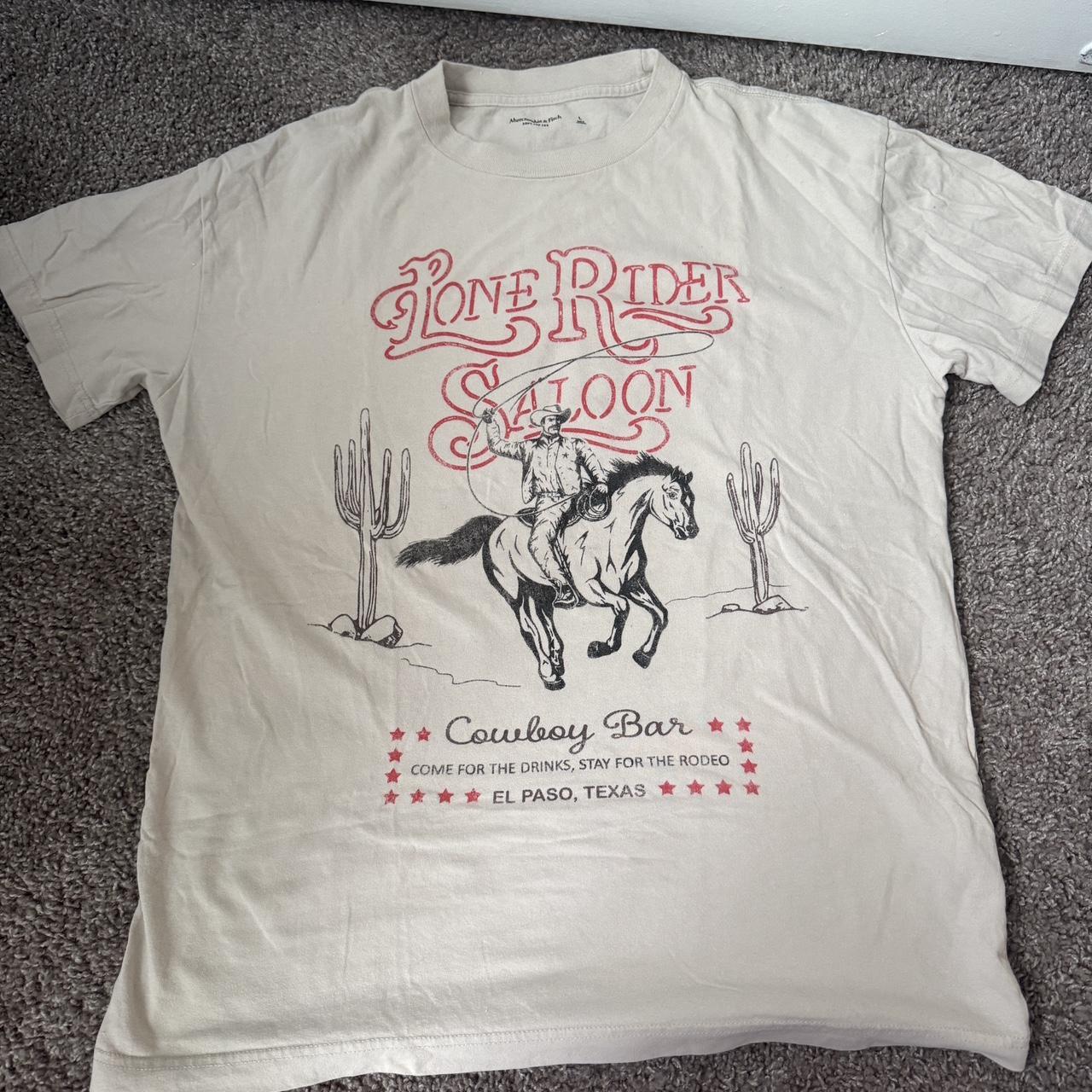 Large Lone Rider Saloon 100% cotton Abercrombie &... | Depop