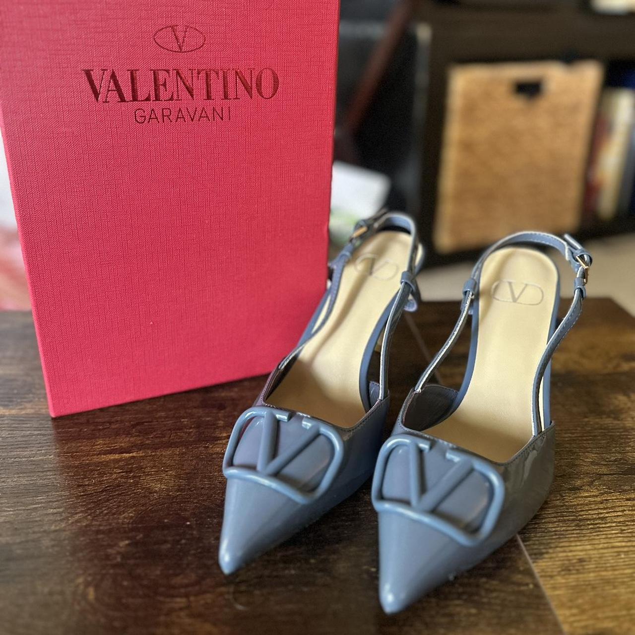 Dusty Blue V Heels - EU Size 7.5 - Comes with box &... - Depop