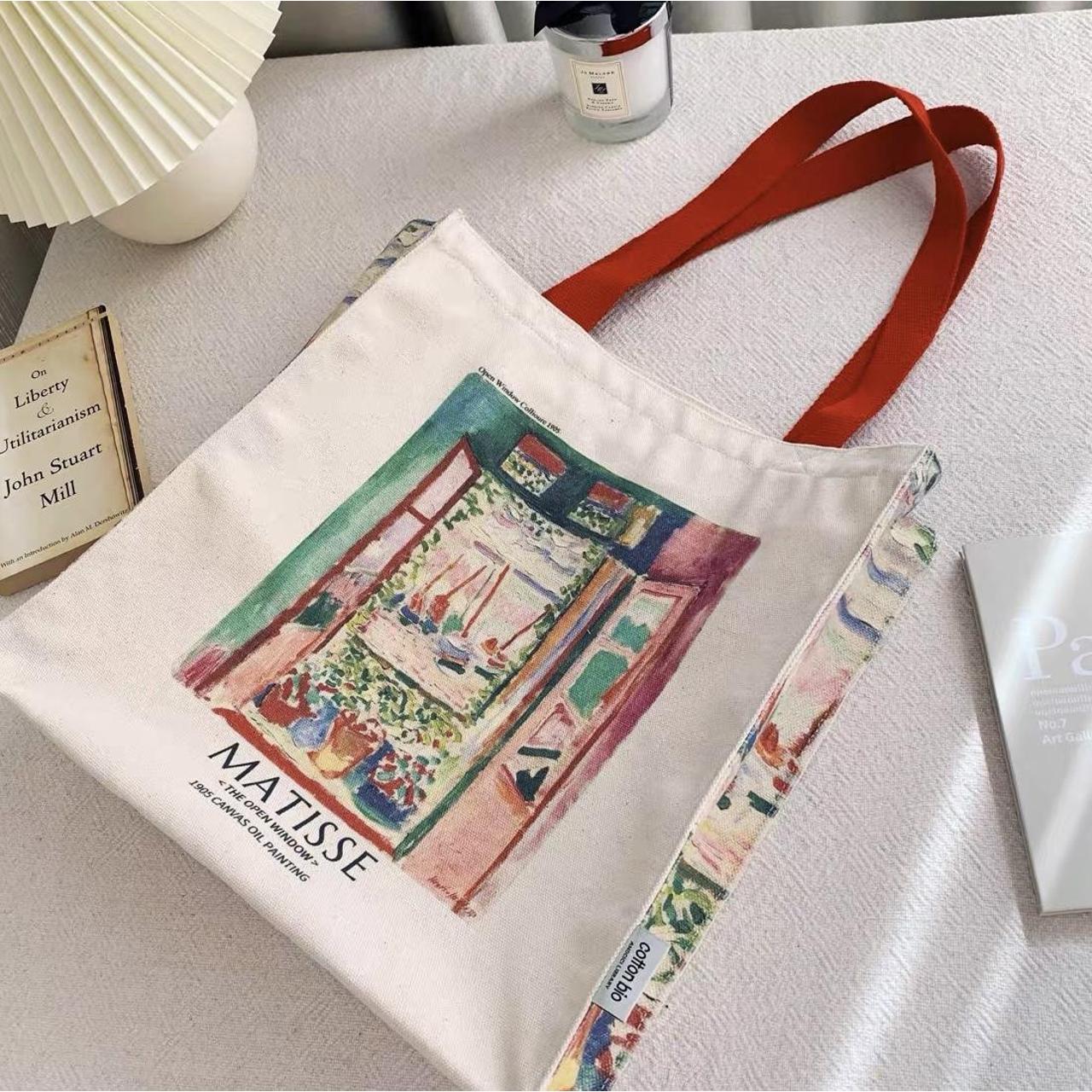 Artistic Cotton Tote Bag - High... - Depop