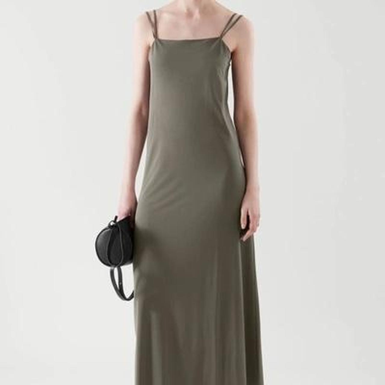 COS khaki green maxi slip dress, not a tight fit... | Depop
