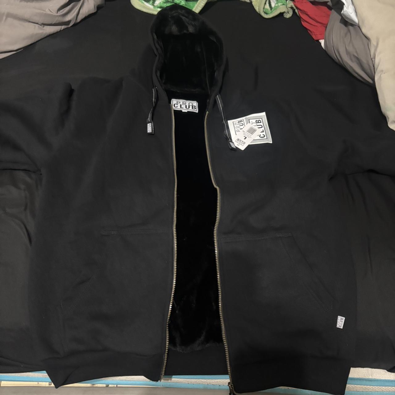 black pro club zip up fur inside very soft Like... | Depop