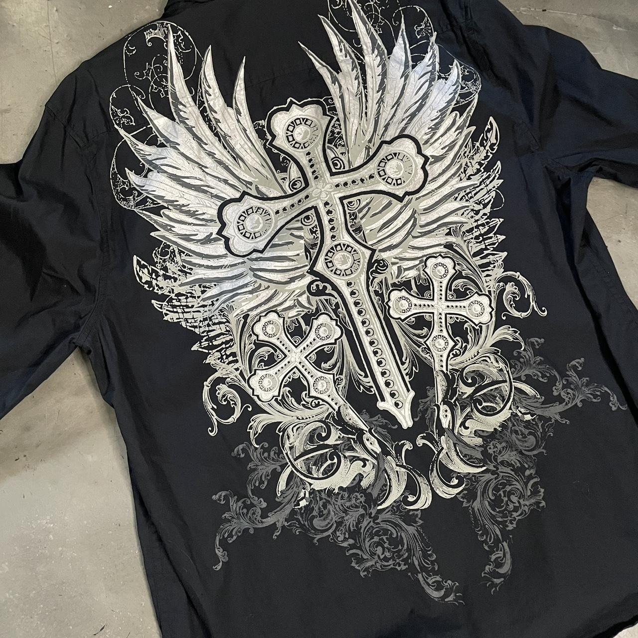 y2k button up Long sleeve Cool back piece and front... - Depop