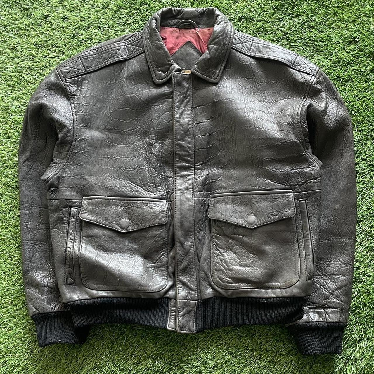 Item: vintage Habitat leather jacket — Size: about... - Depop