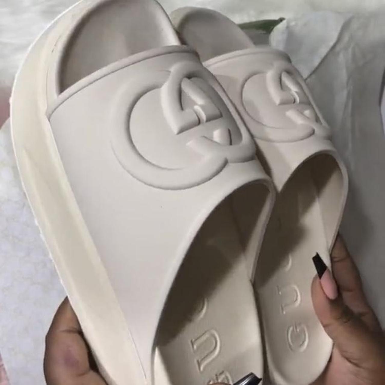 Gucci Beige Platform Slides -New - Size 8 - Dh... - Depop