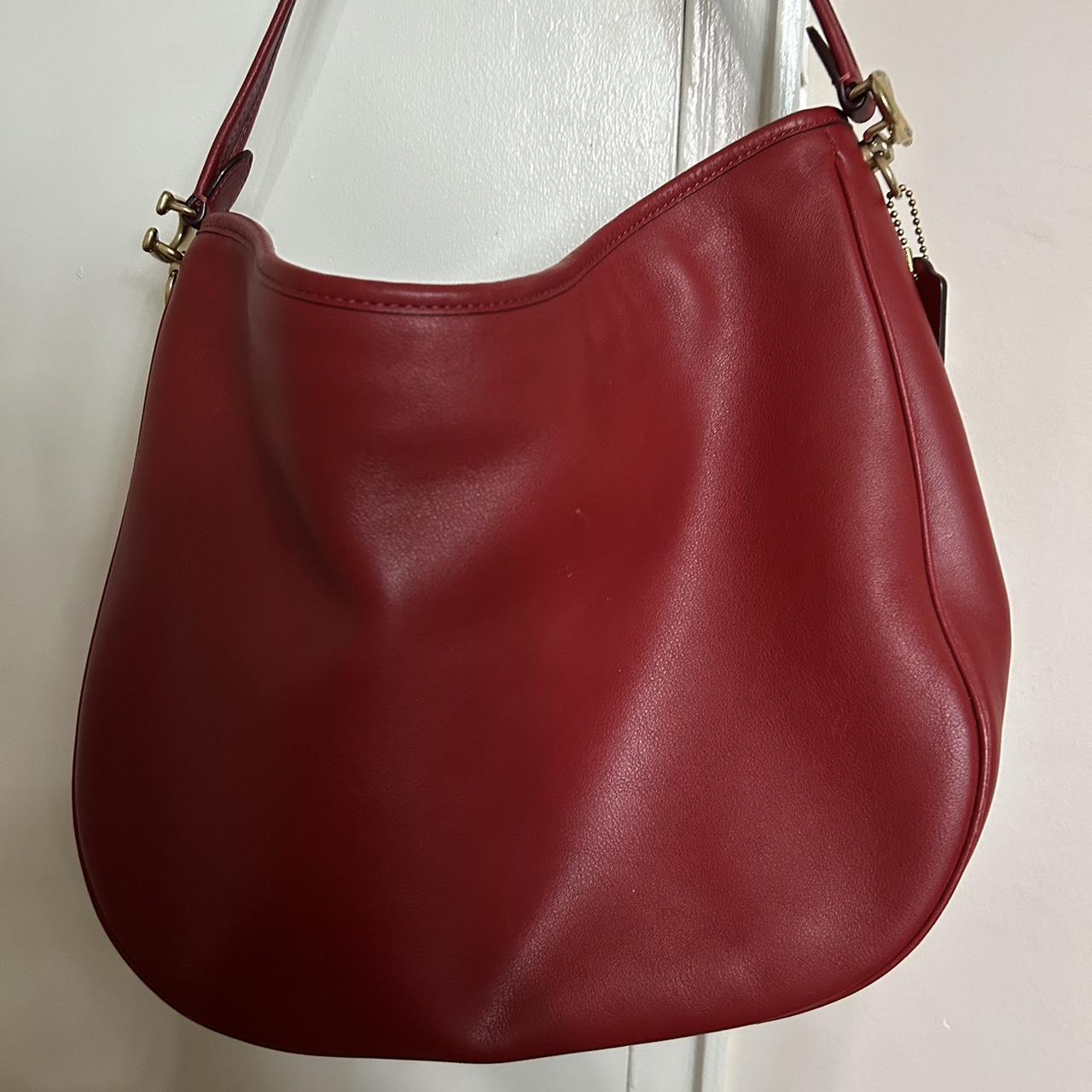 coach red leather hobo bag in excellent condition - Depop