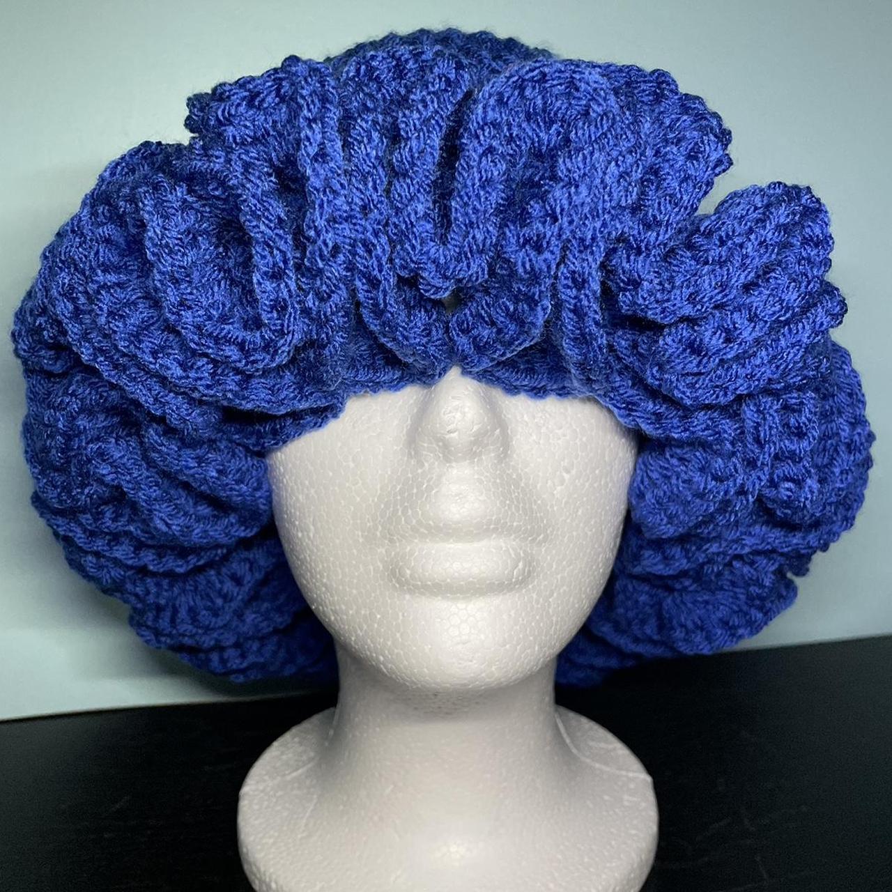 Royal Blue Crochet Ruffle Hat - handmade with love... - Depop