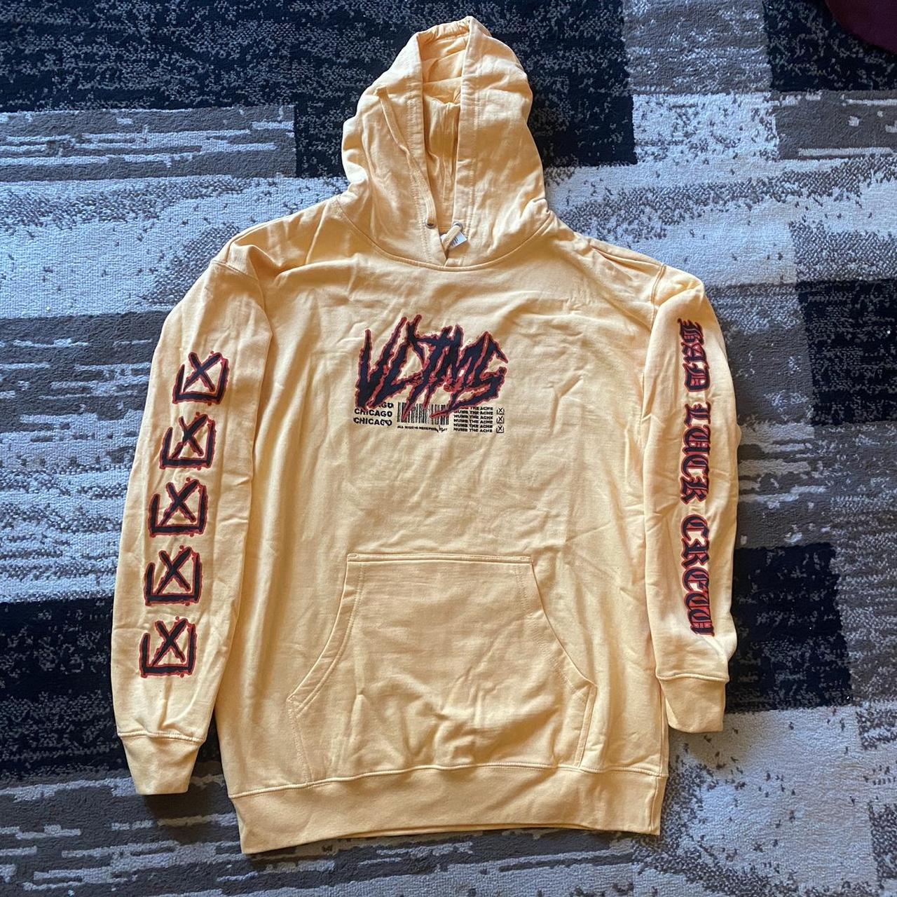 XL VCTMS LOGO HOODIE - PEACH PRINTED ON... - Depop