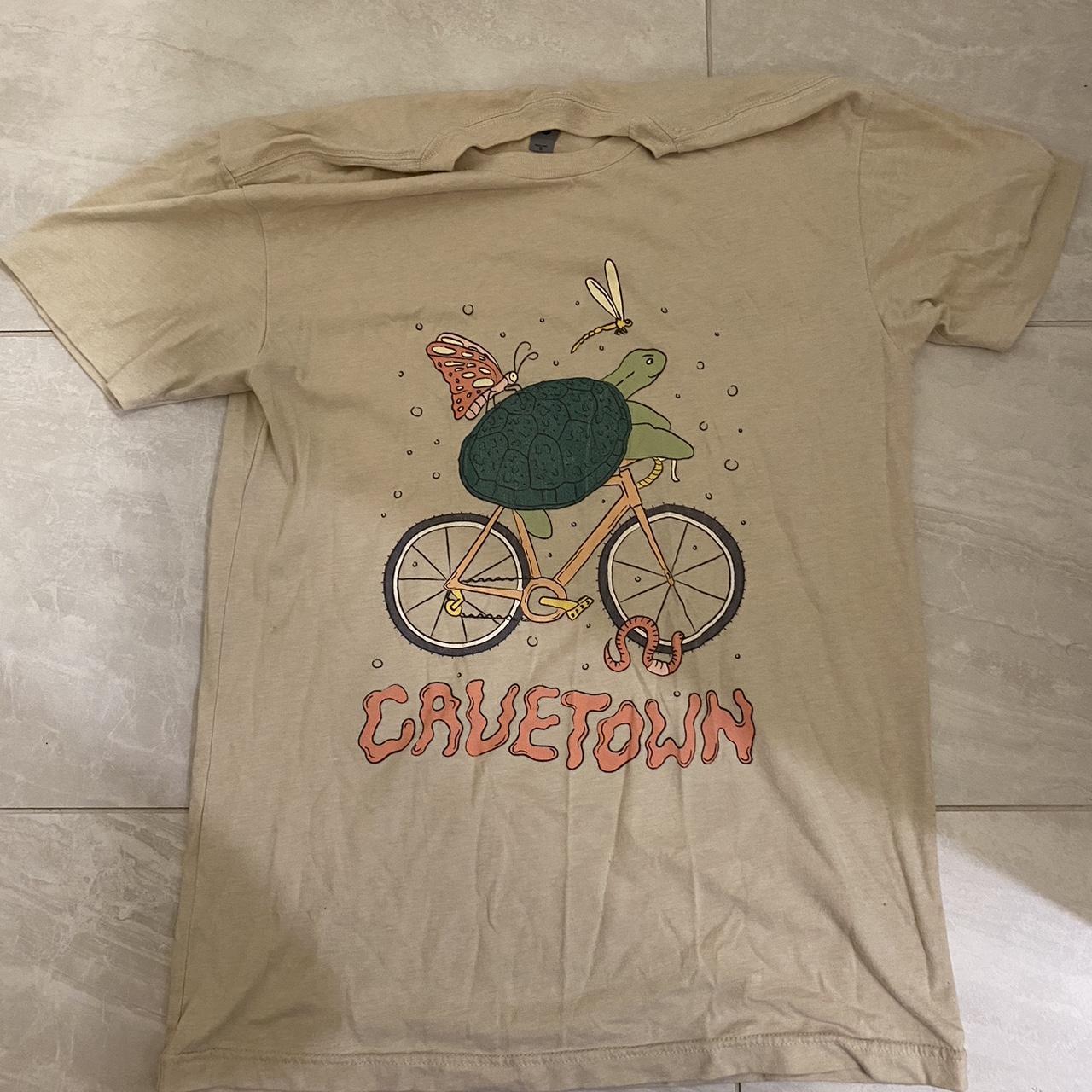 Cavetown merch - beige T-shirt with turtle riding... - Depop
