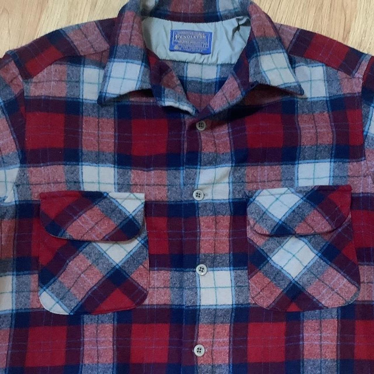 Vintage 1980’s Pendleton Red/Blue/Grey Flannel with... - Depop