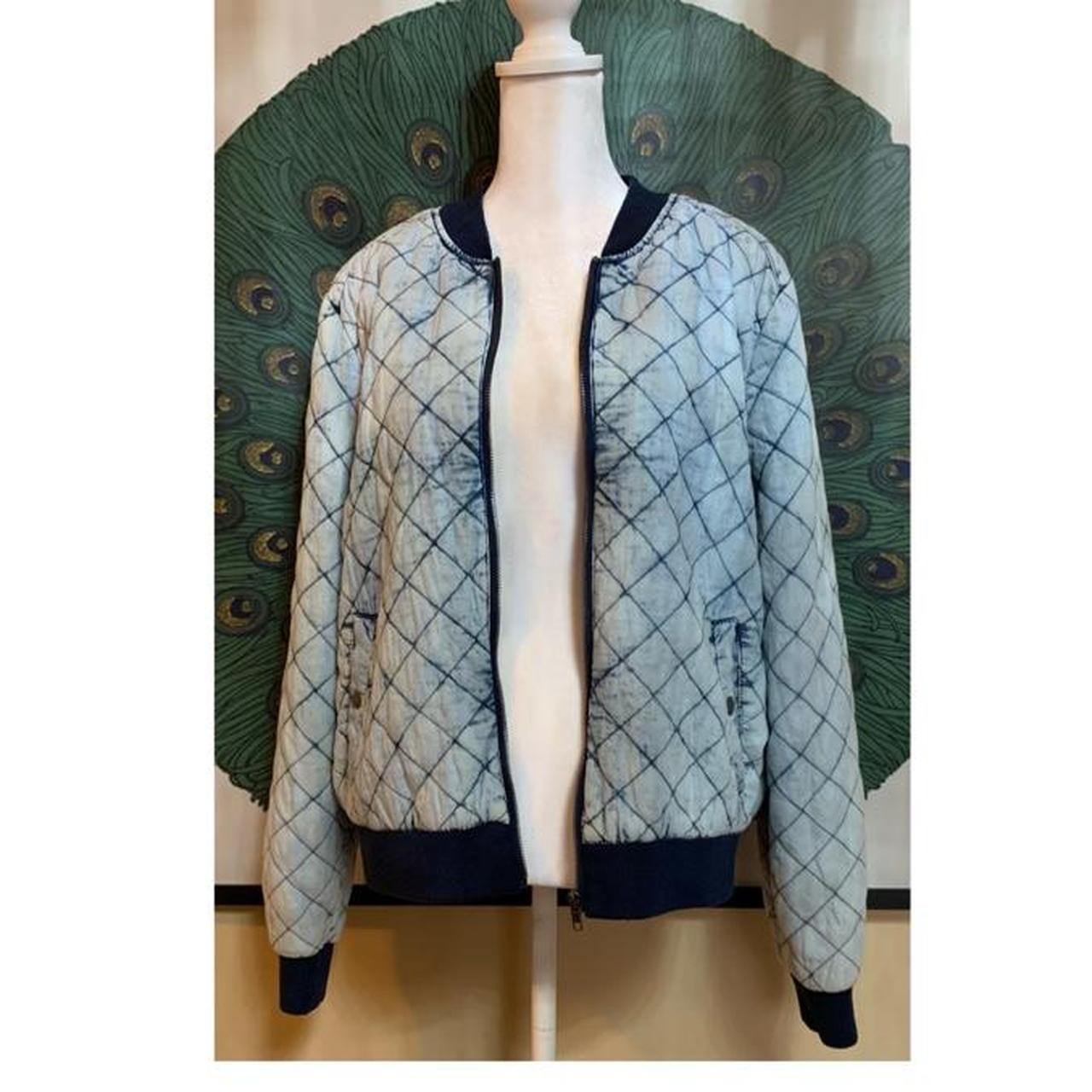 Light Blue Acid Wash Cotton Puffer Jacket by 26... - Depop