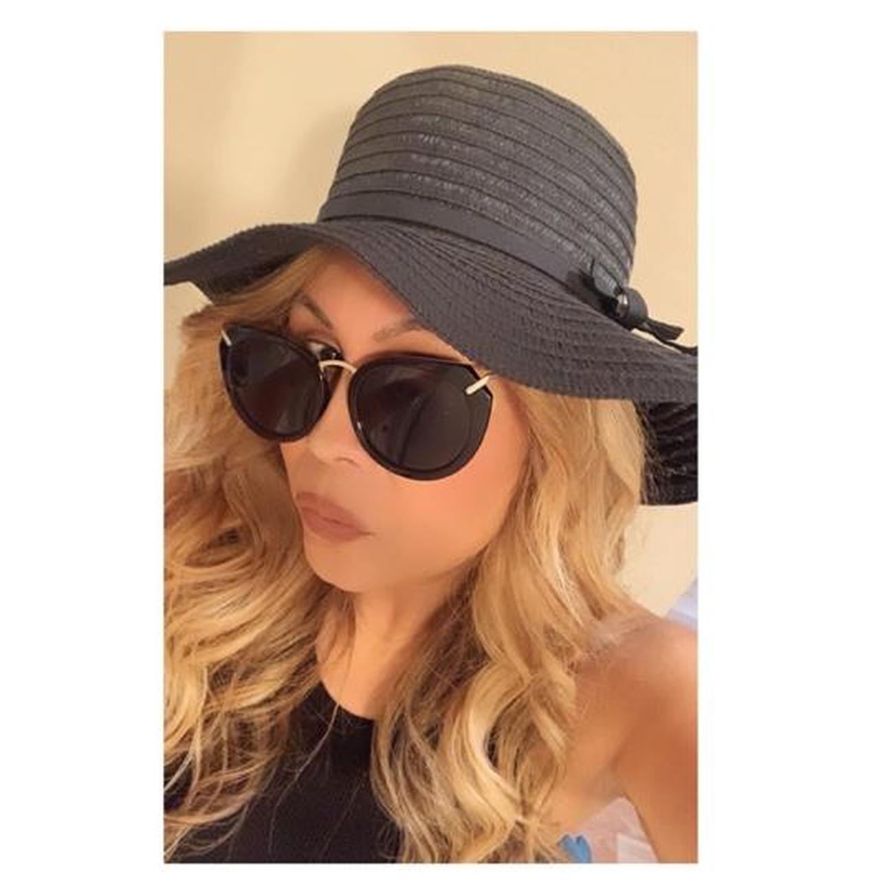 Wide Brim Black Sun Hat 🖤 This Stripe Embossed... - Depop