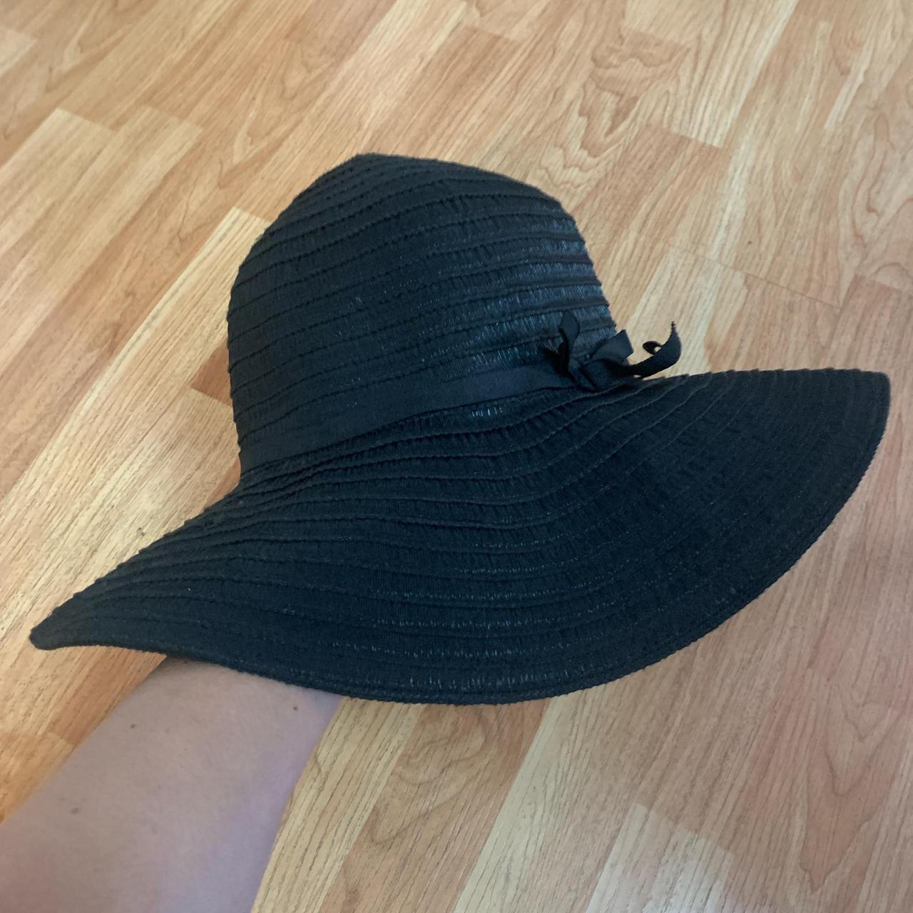 Wide Brim Black Sun Hat 🖤 This Stripe Embossed... - Depop