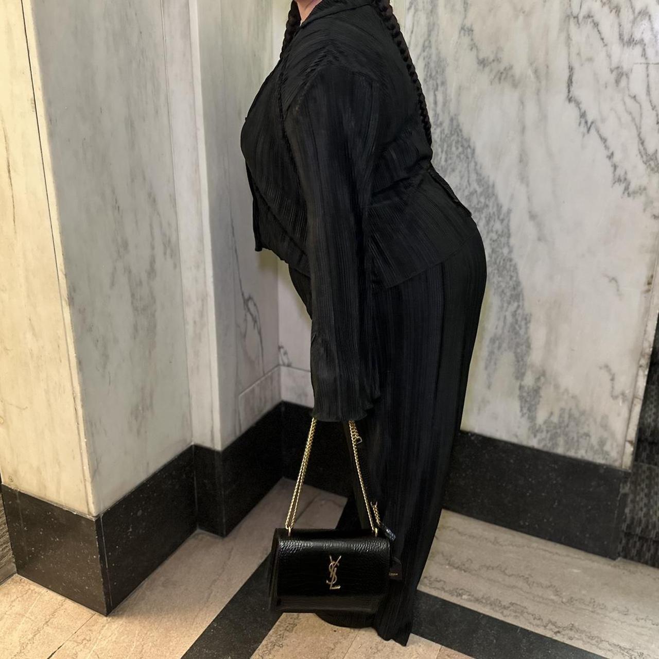 Fashion nova black silky like pants set size 3XL... - Depop