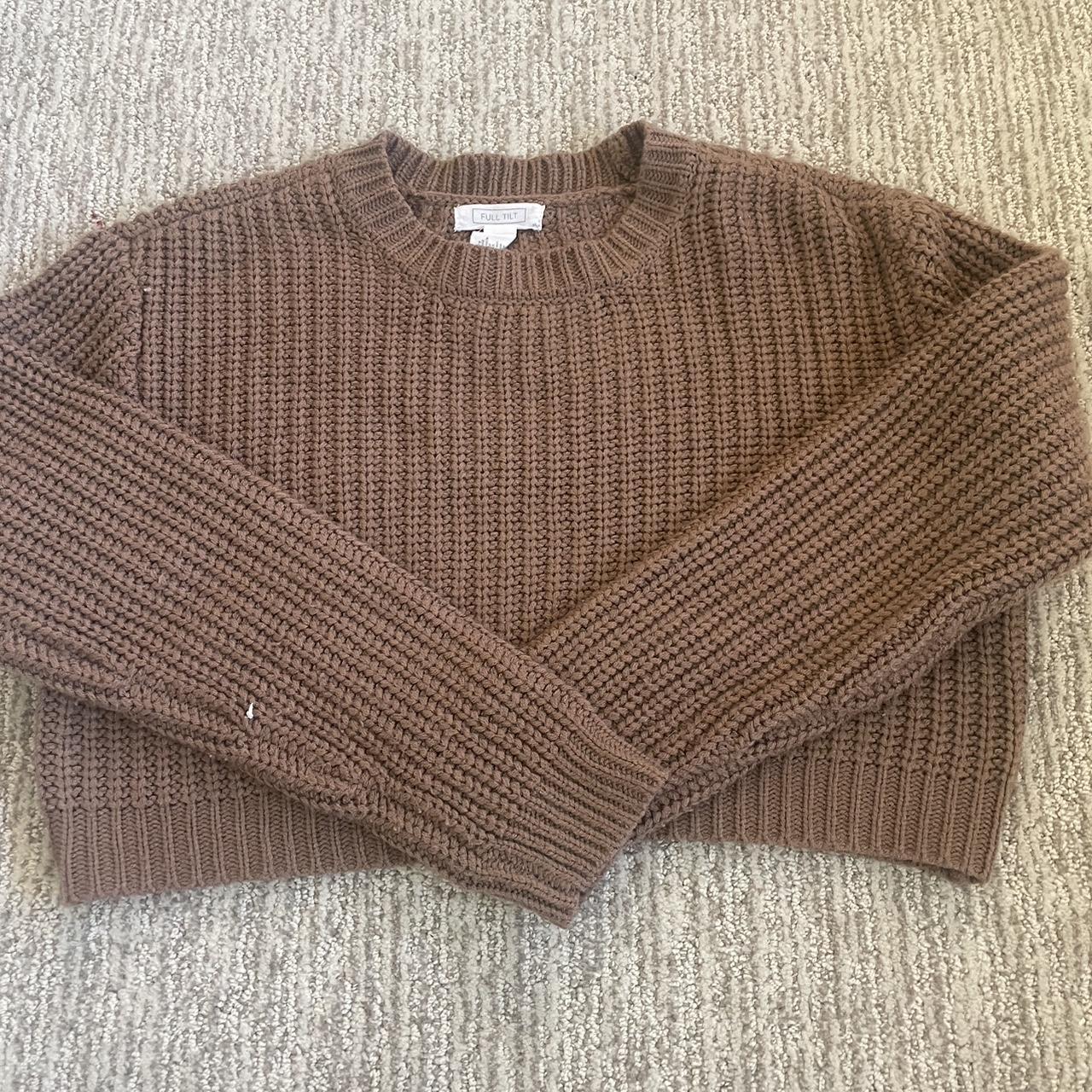 cute cropped brown sweater from full tilt size xs - Depop