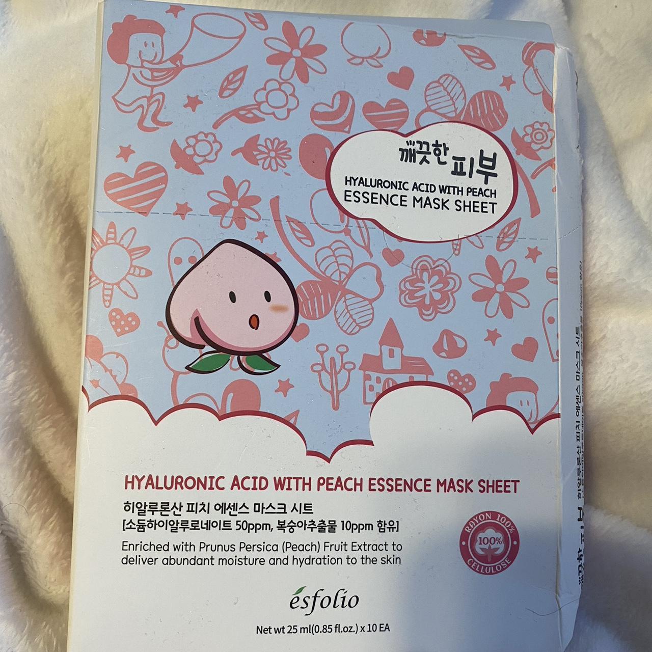 9 peach face masks, package is a little beat but... - Depop