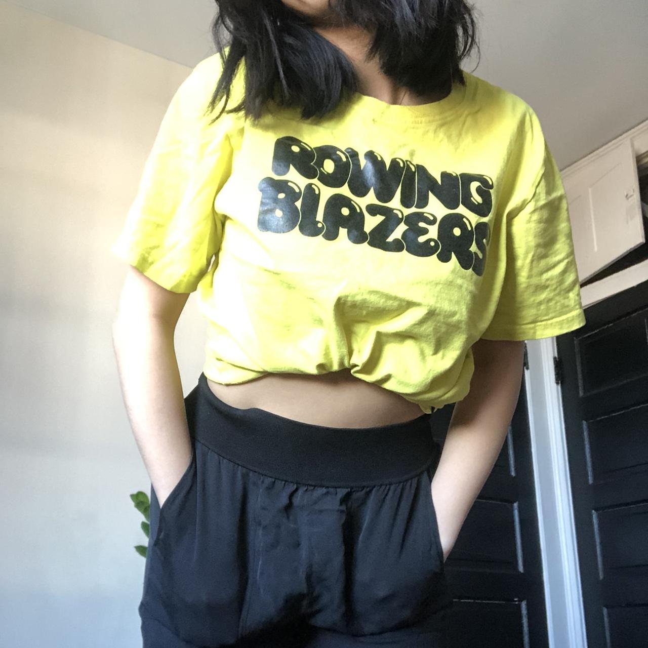 Rowing Blazers Women's Yellow and Black T-shirt | Depop