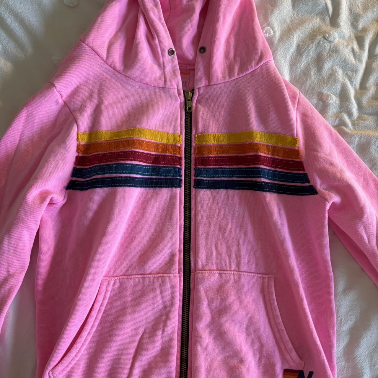 Aviator Nation pink zip up hoodie size adult XS... | Depop