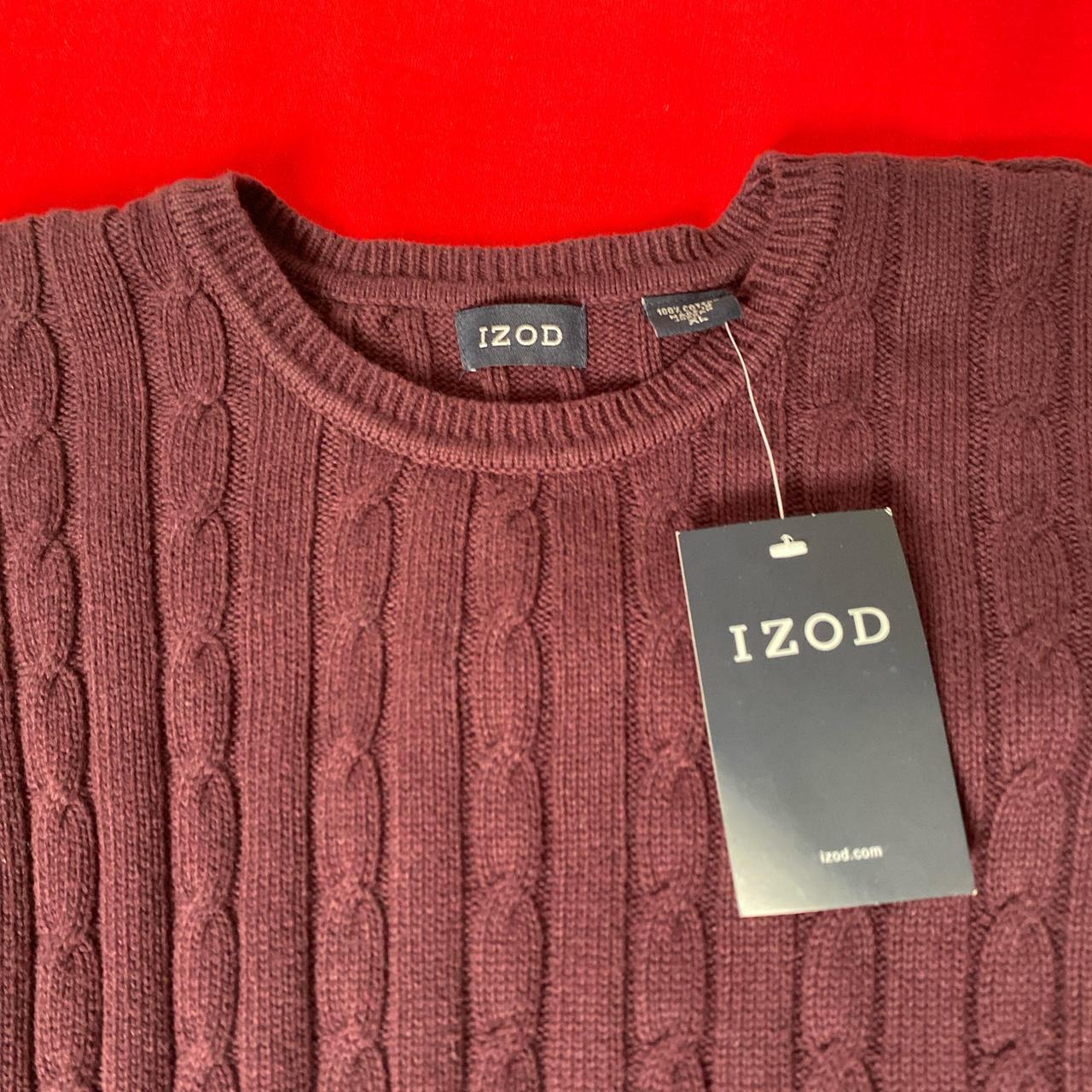 Izod 100% Cotton Burgundy, plum color cable knit... | Depop