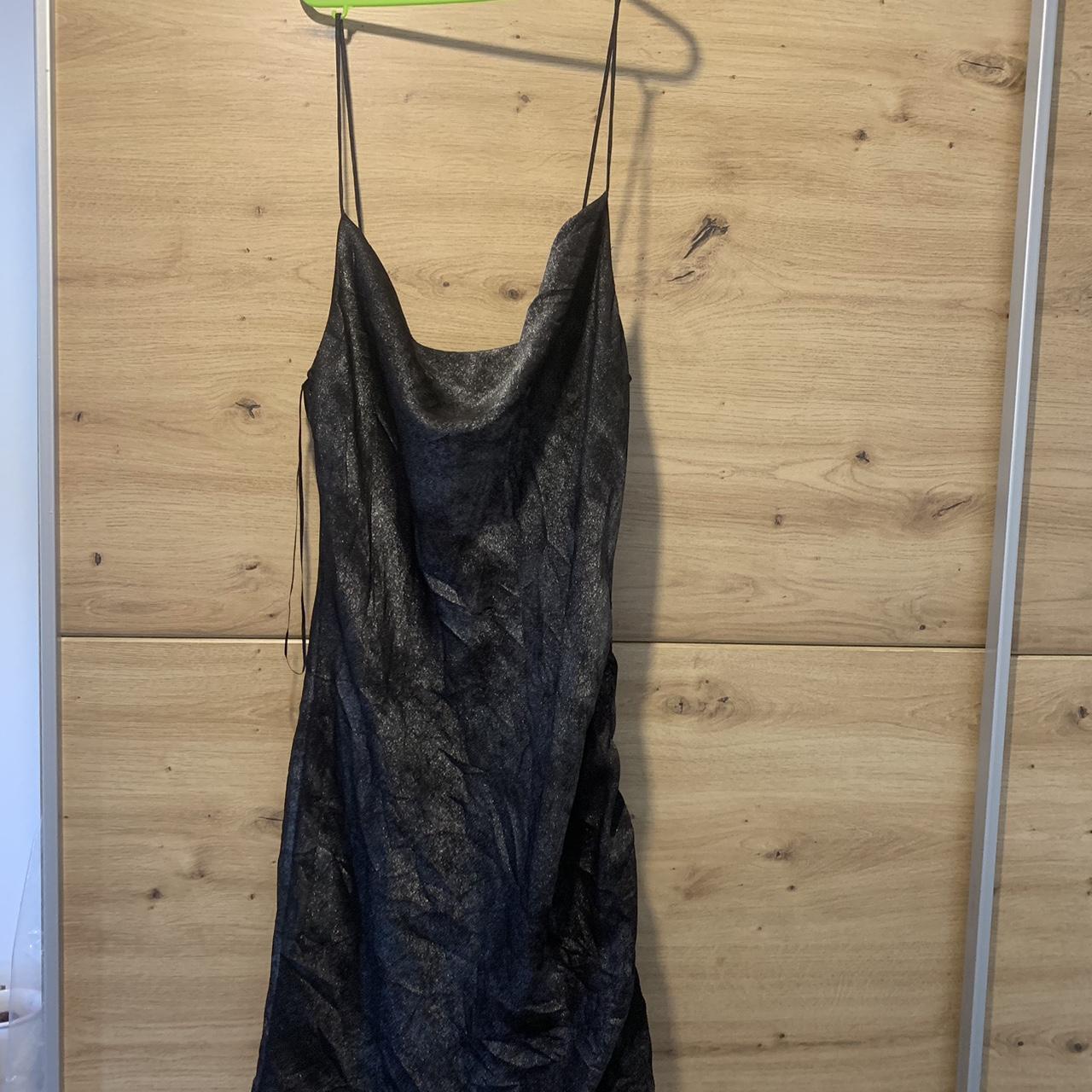 Shiny grey ruched bodycon dress. Has draw string as... - Depop