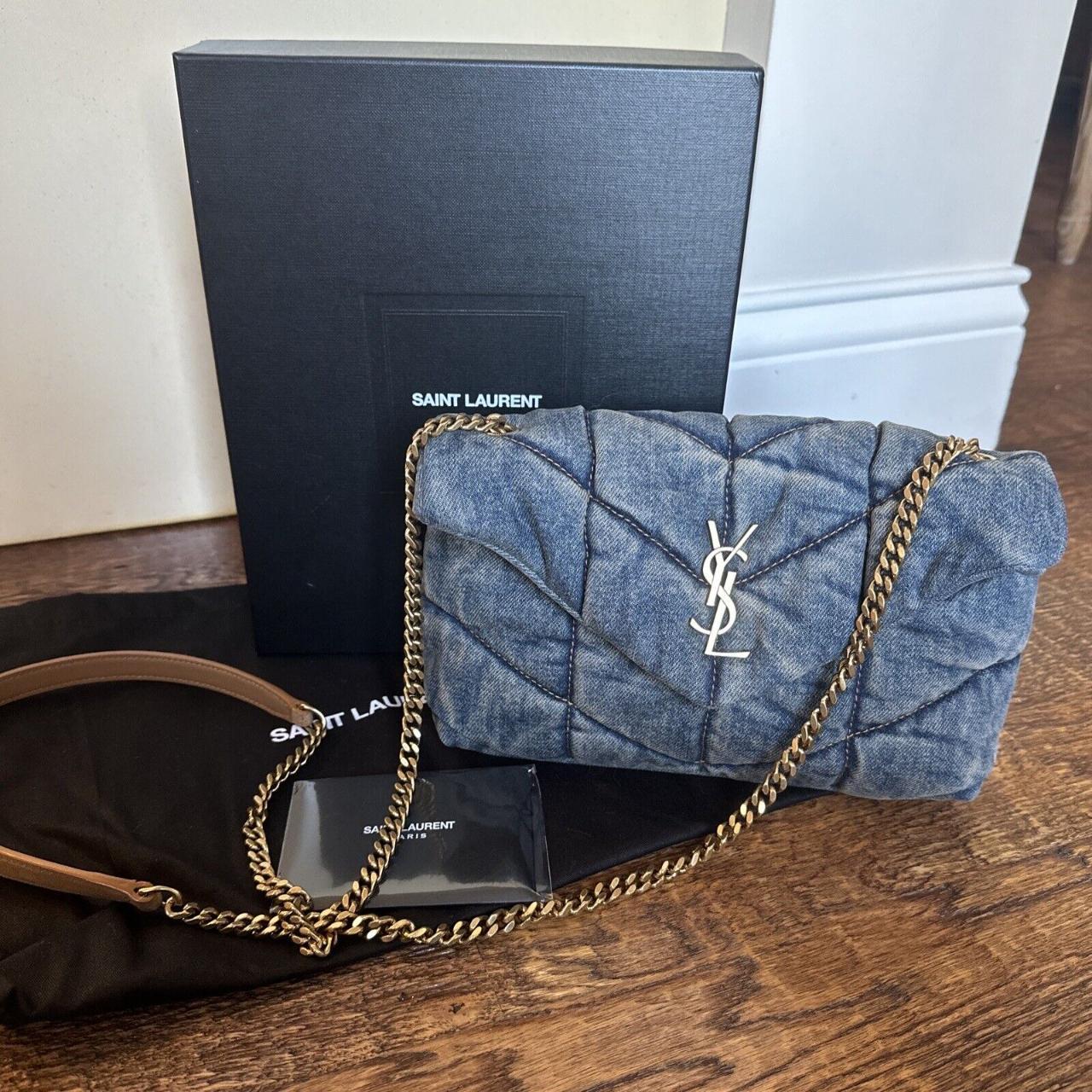 Yves Saint Laurent Denim Mini Bag Puffy Crossbody... - Depop