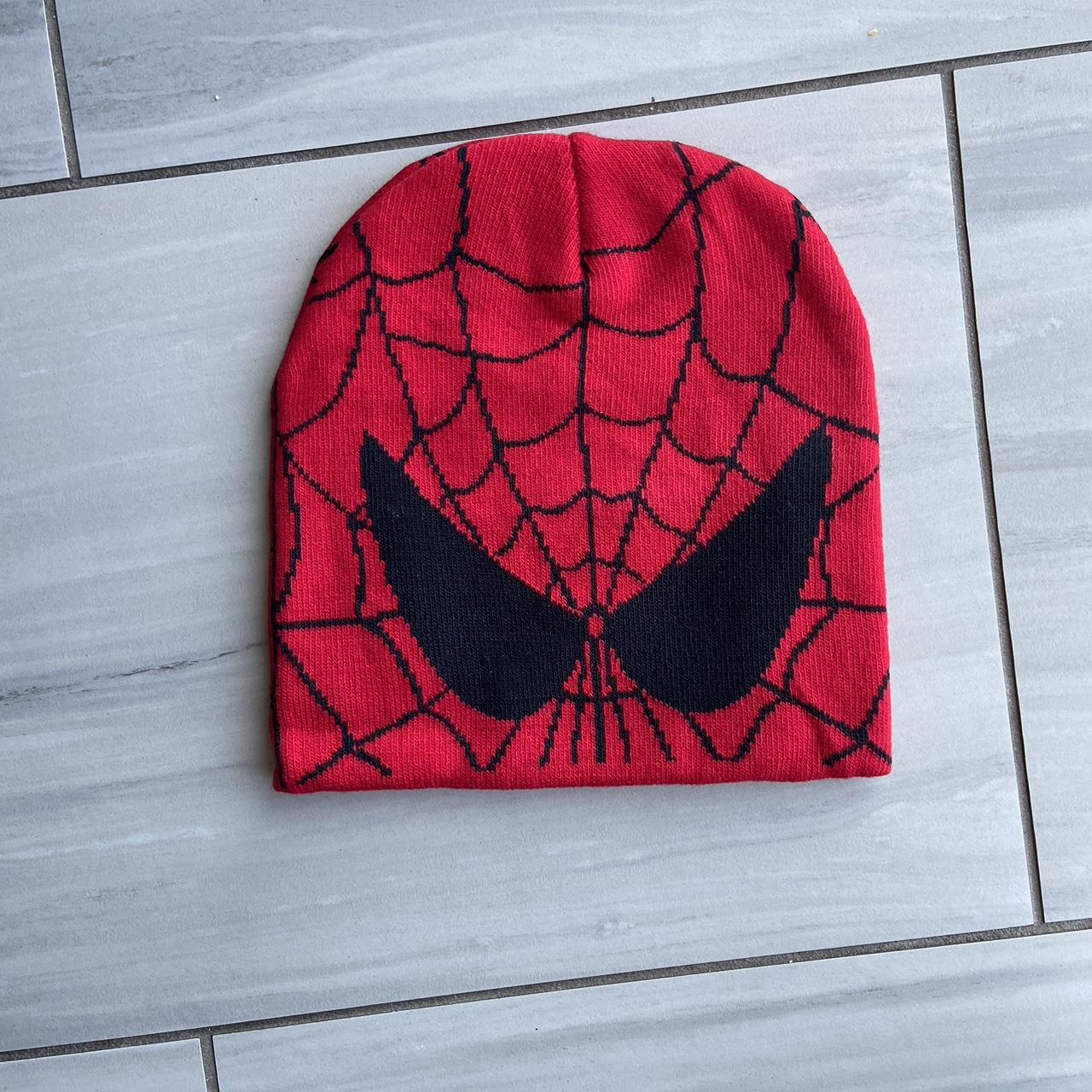 Red Y2K Spider-Man beanie. Y2K spidyy beanie Send... - Depop