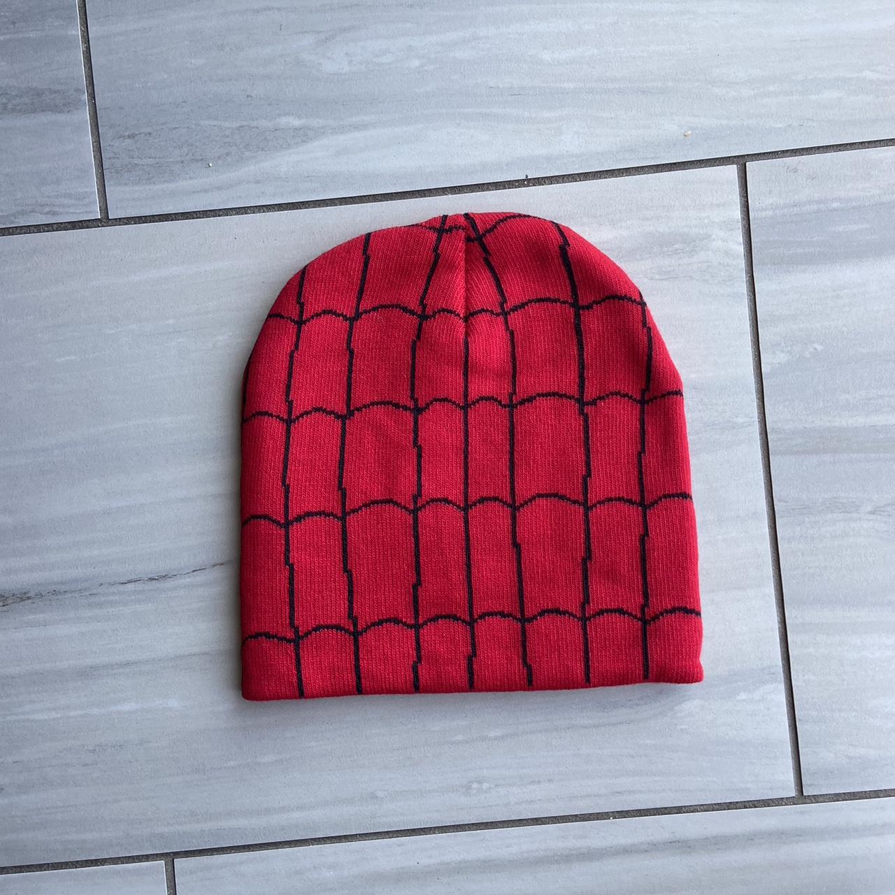 Red Y2K Spider-Man beanie. Y2K spidyy beanie Send... - Depop