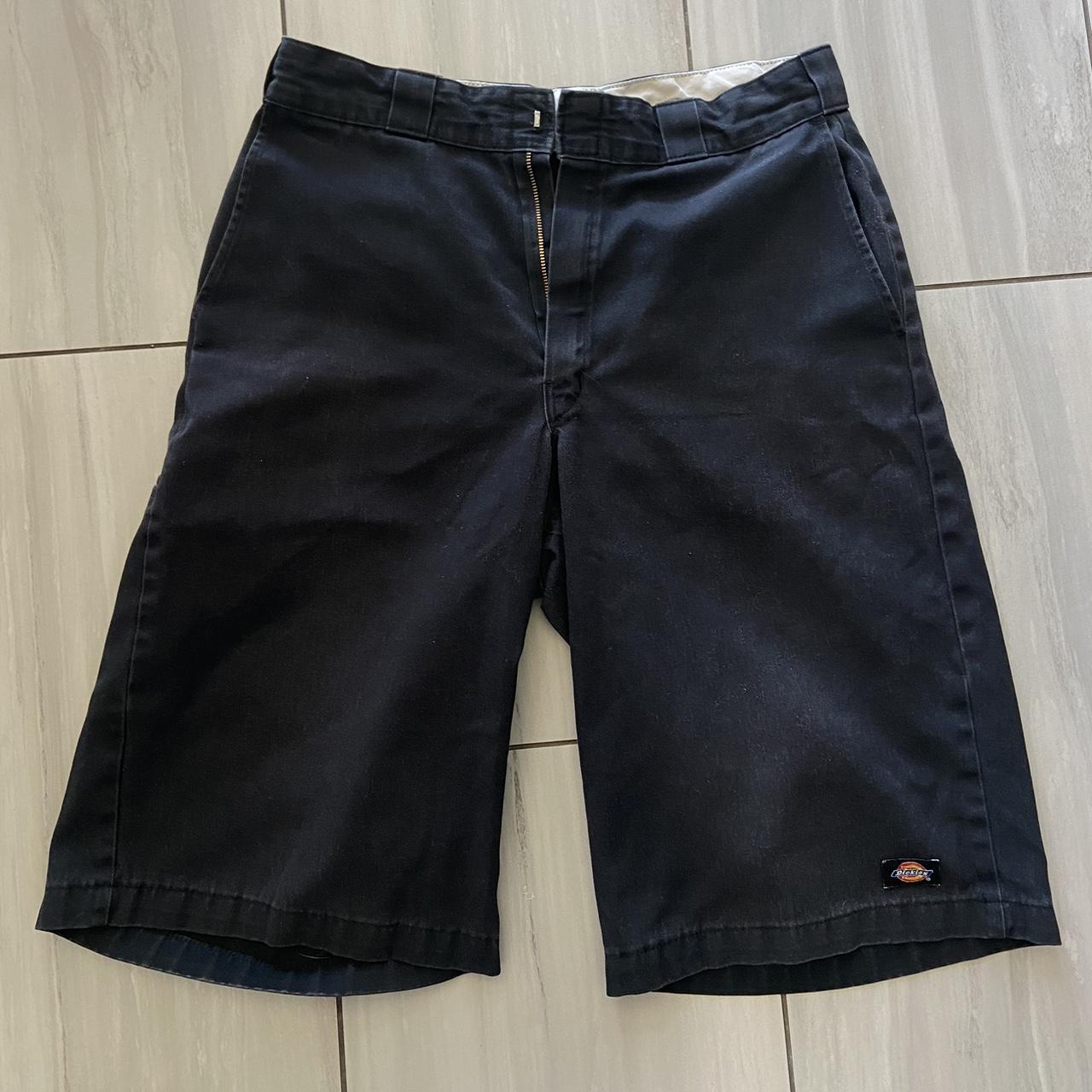 Black Dickies Y2K jorts, black baggy emo style... - Depop
